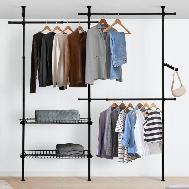 Dressing penderie télescopique extensible ELIOT 162/195 cm 3 penderies ...