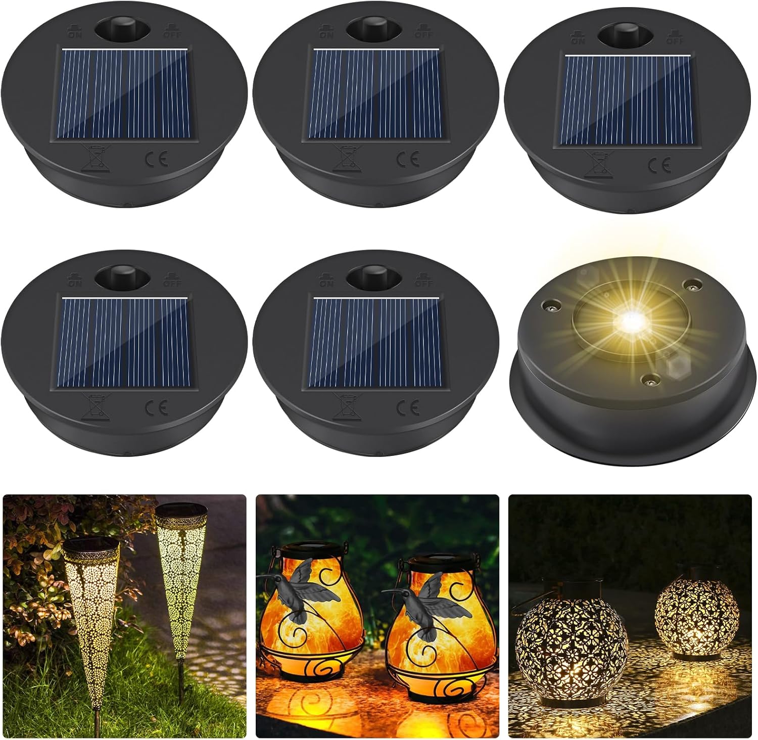 Lot de 6 Lampes Solaires LED de Rechange - Étanches, 7cm, Compatible avec Lampes Solaires de ...