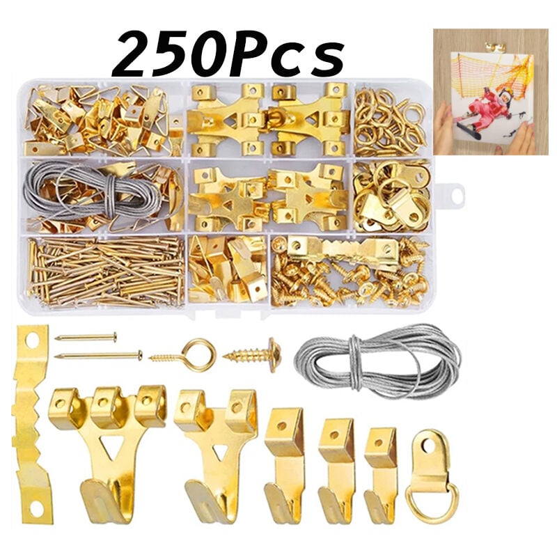 250 Pièces Crochet pour Cadre Photo, Fixation de cadre et tableau,Kit ...