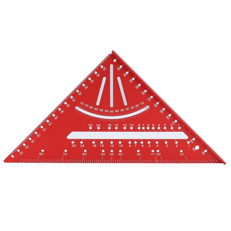 Regla triangular de aleación de metal (roja), transportador de 30, 45 ...