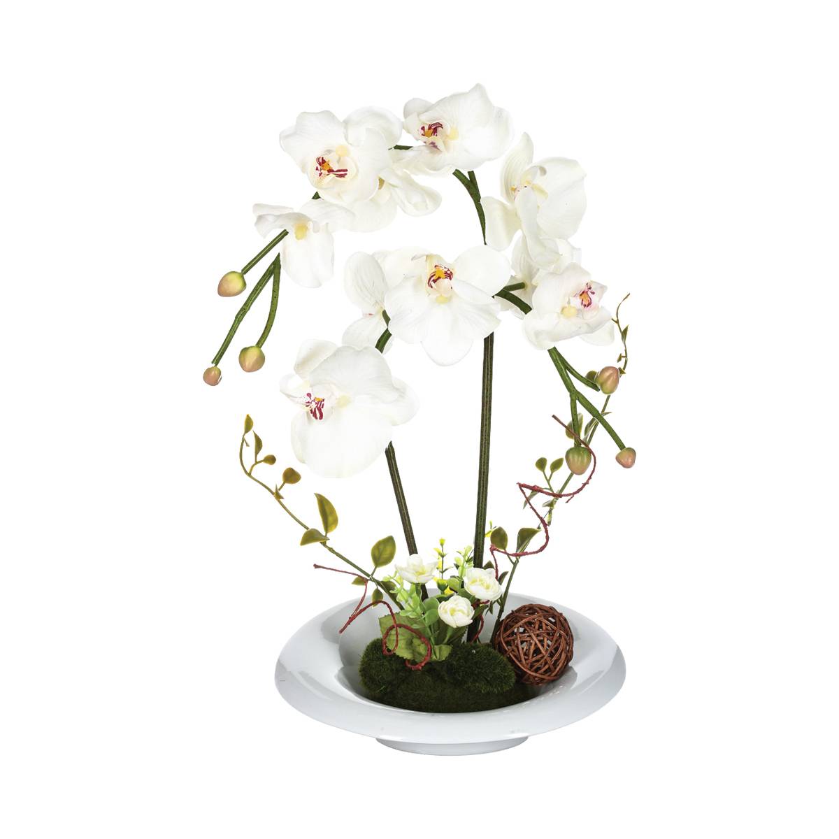 Composition D Orchidées Artificielles Vase Céramique H46cm Blanc - Atmosphera Créateur d ...