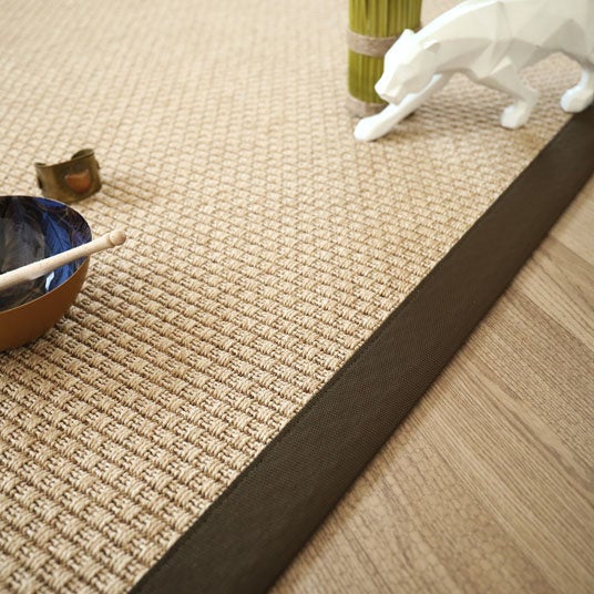 Tapis Natté - Sumatra Naturel - Ganse coton Marron - 200 x 200 cm ...