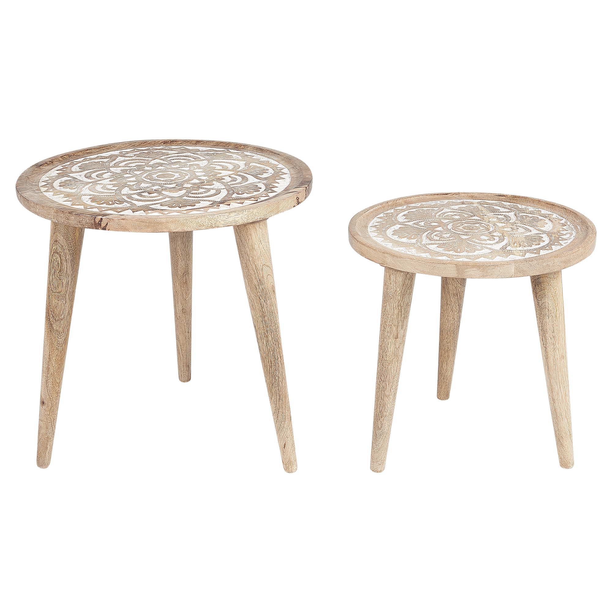 Lot de 2 tables d\'appoint SAKITA Bois de manguier Marron/blanc | Leroy ...