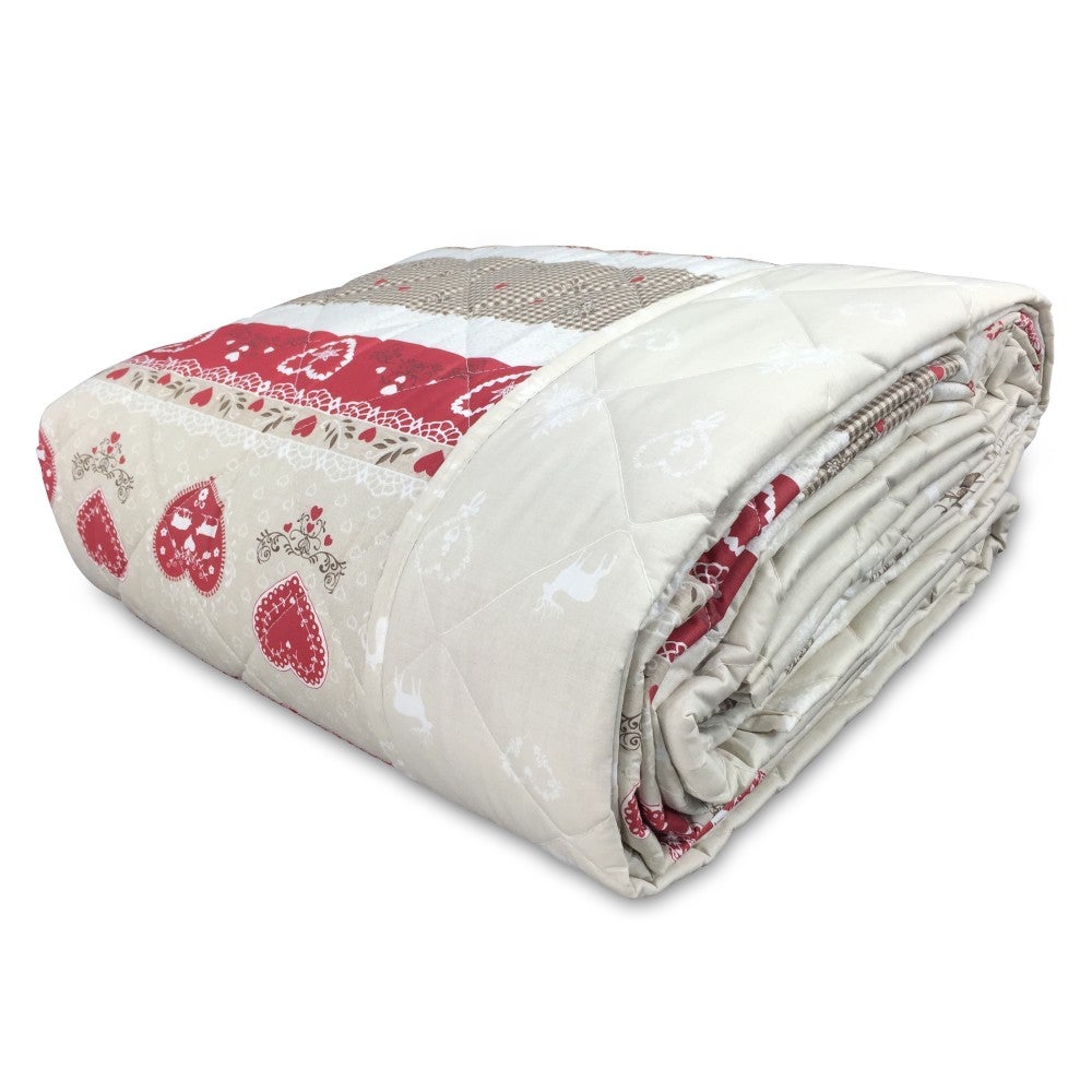 COUVRE-LIT MATELASSÉ TYROLIEN Valbadia ROUGE 1 CARRÉ ET DEMI | Leroy Merlin