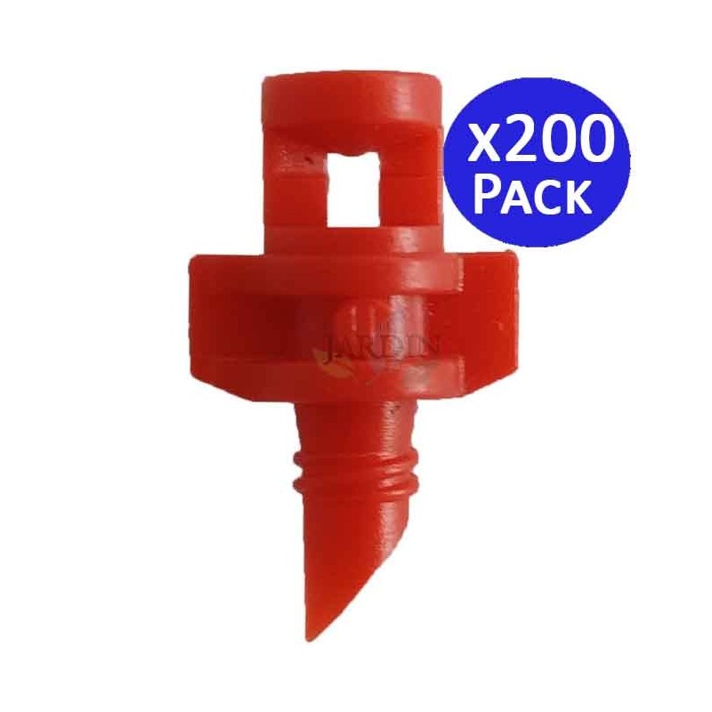 Pack 200 Microaspersores de riego 360º rojos | Alcance 1 a 1,5 metros ...