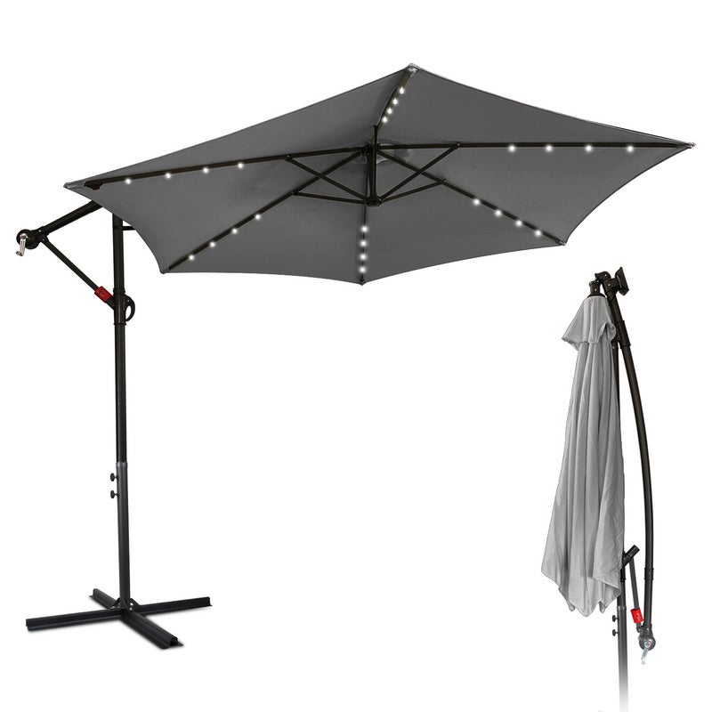 Parasol avec LED Parasol de jardin pliable Parasol de plage pivotant à ...