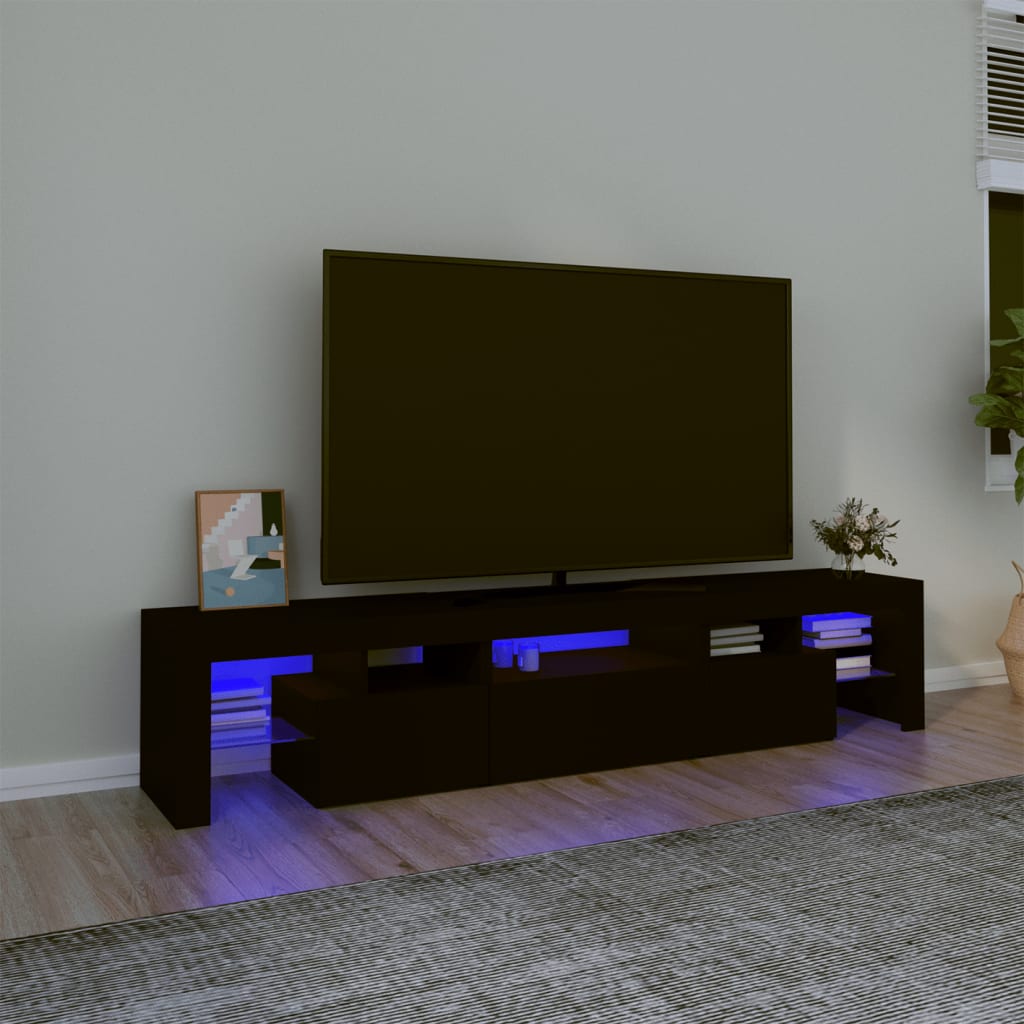 Mueble de TV con luces LED Negro | Leroy Merlin