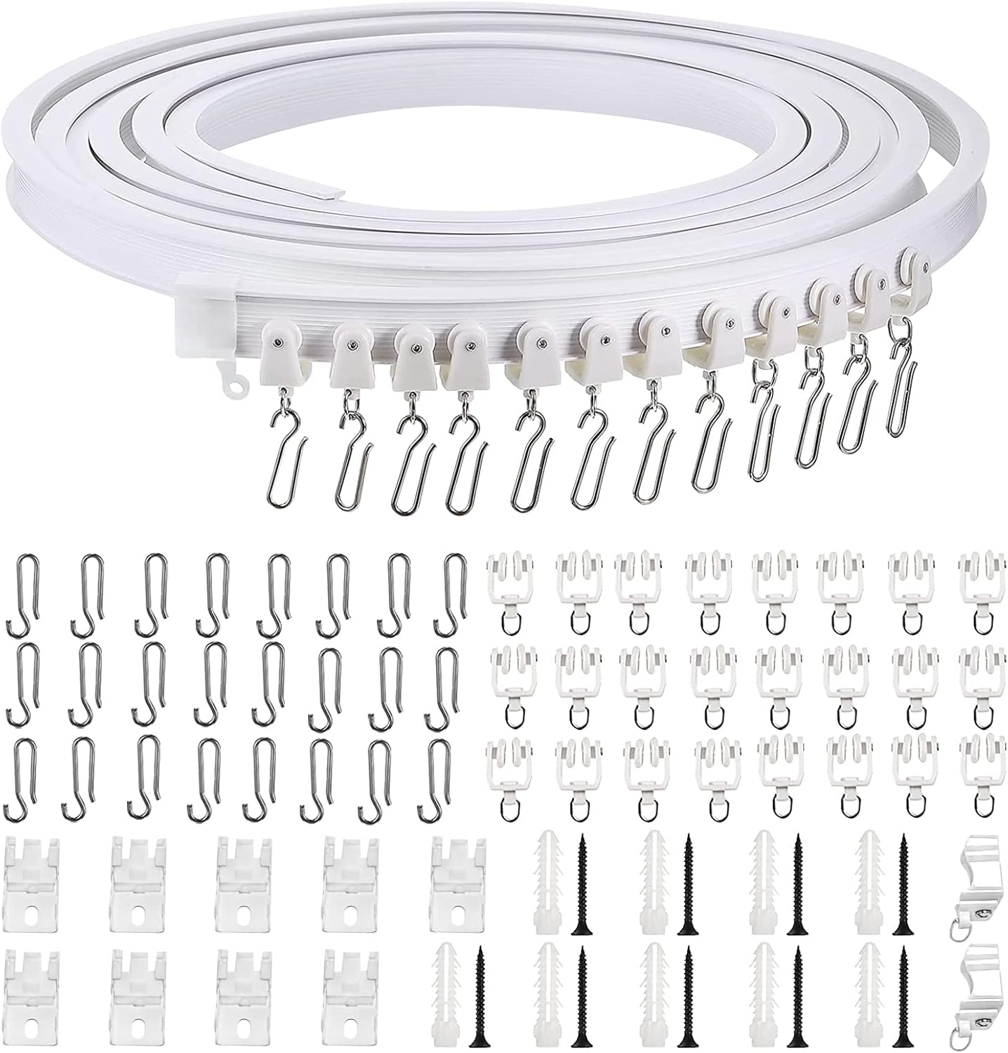 Rail de Rideaux Flexible 3M avec 24 Crochets - Installation Facile pour ...