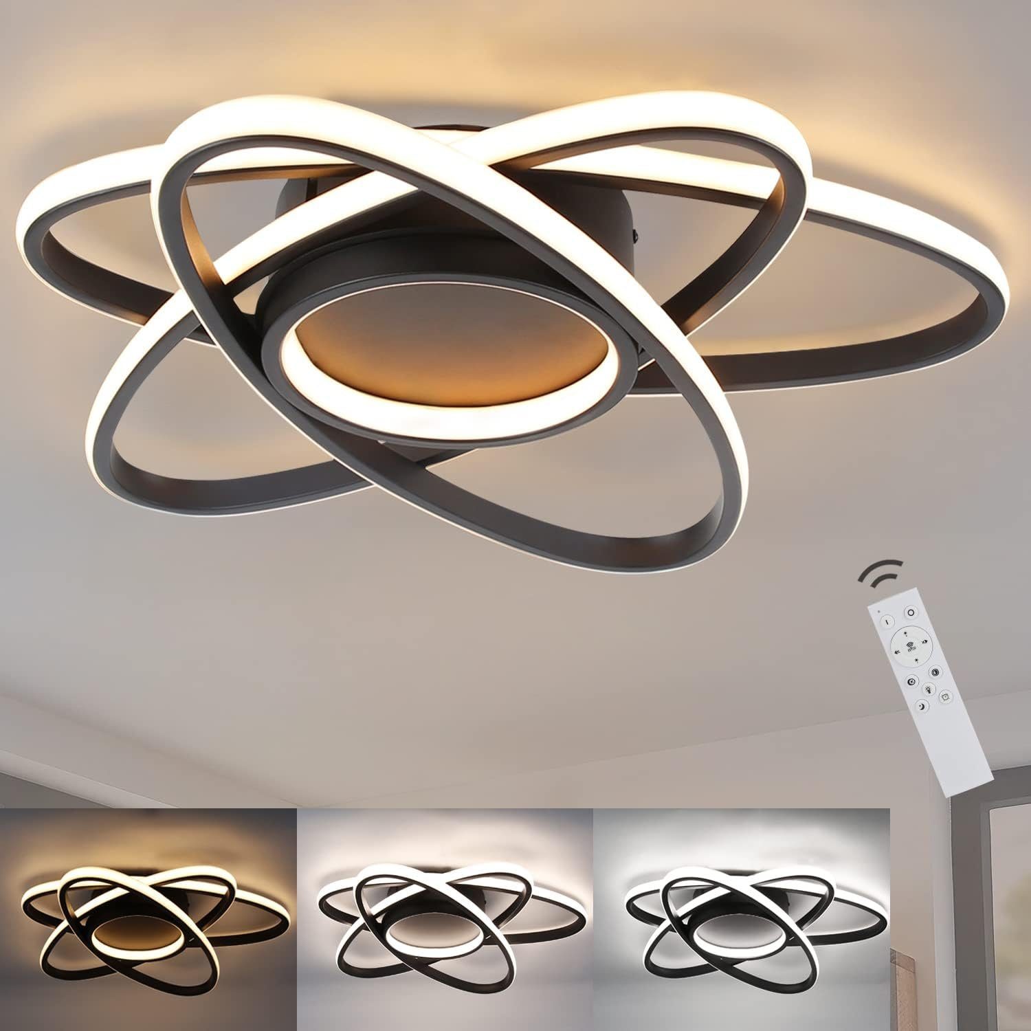 NETTLIFE Lámpara de Techo LED Habitación Infantil Lámpara Regulable 48W ...