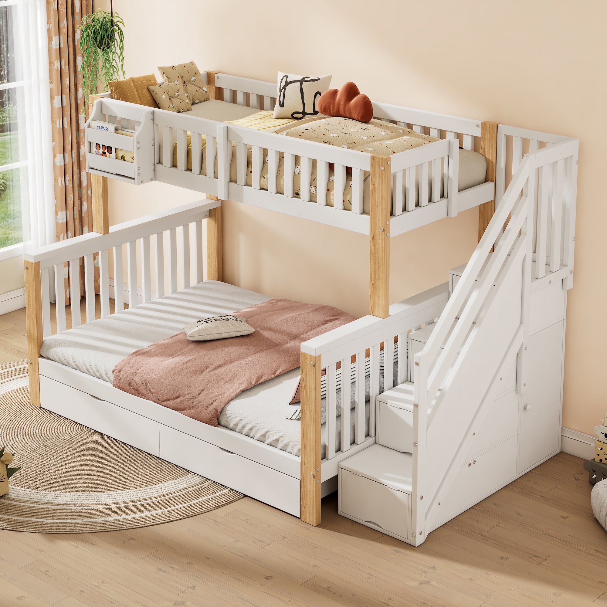 Litera infantil 90 x 200 + 140 x 200 cm - cama doble - con 2 cajones ...