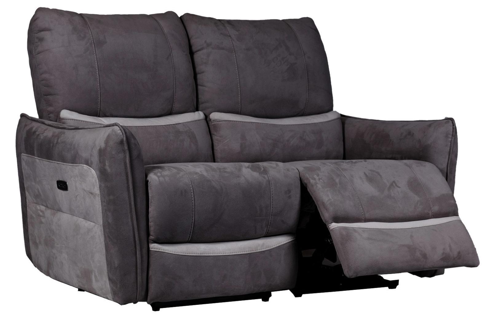 Canapé de relaxation 2 places Electrique Microfibre Gris foncé Barca ...
