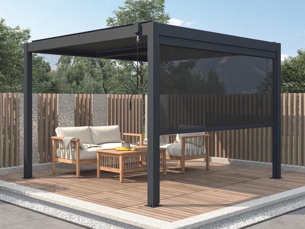 Cortina retráctil para pérgola bioclimática - Ancho 2,78 x Alt. 2,05 m ...