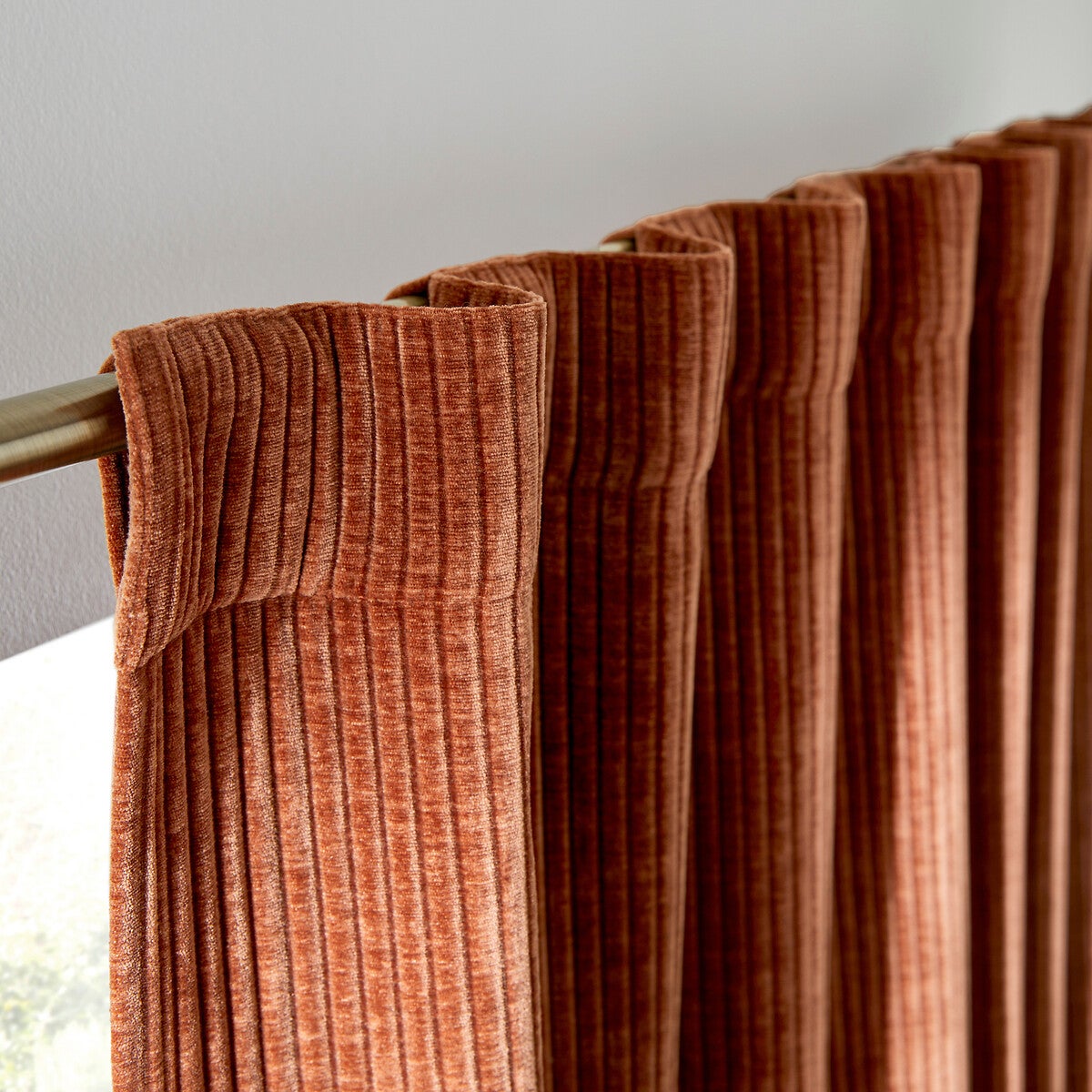 Rideau velours côtelé pattes cachées Carly - Ecureuil - 300 x 135 cm ...