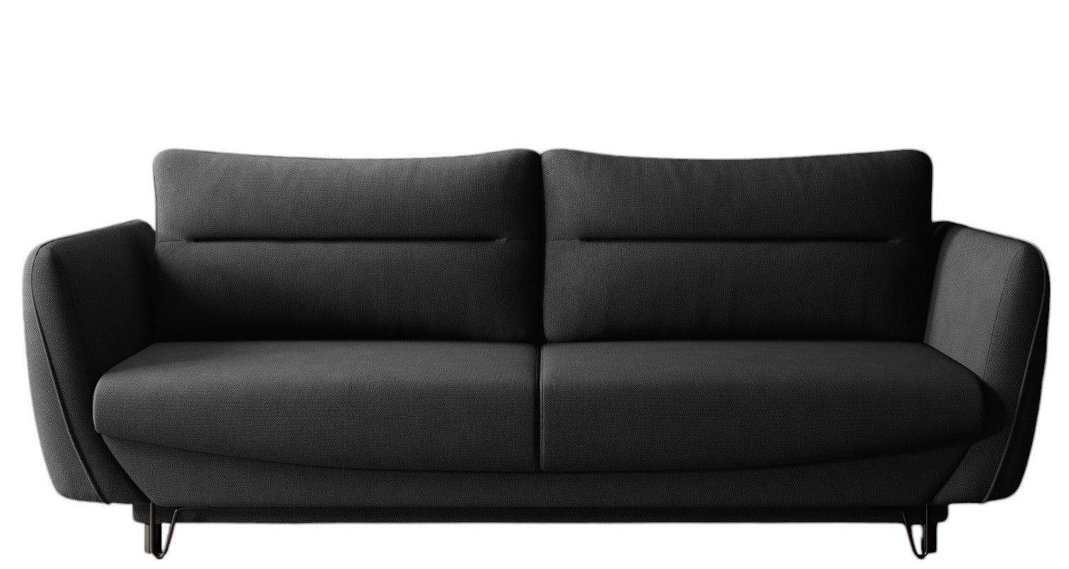 Sofá convertible lineal de tela ZURIK - Caja de almacenaje y patas de ...