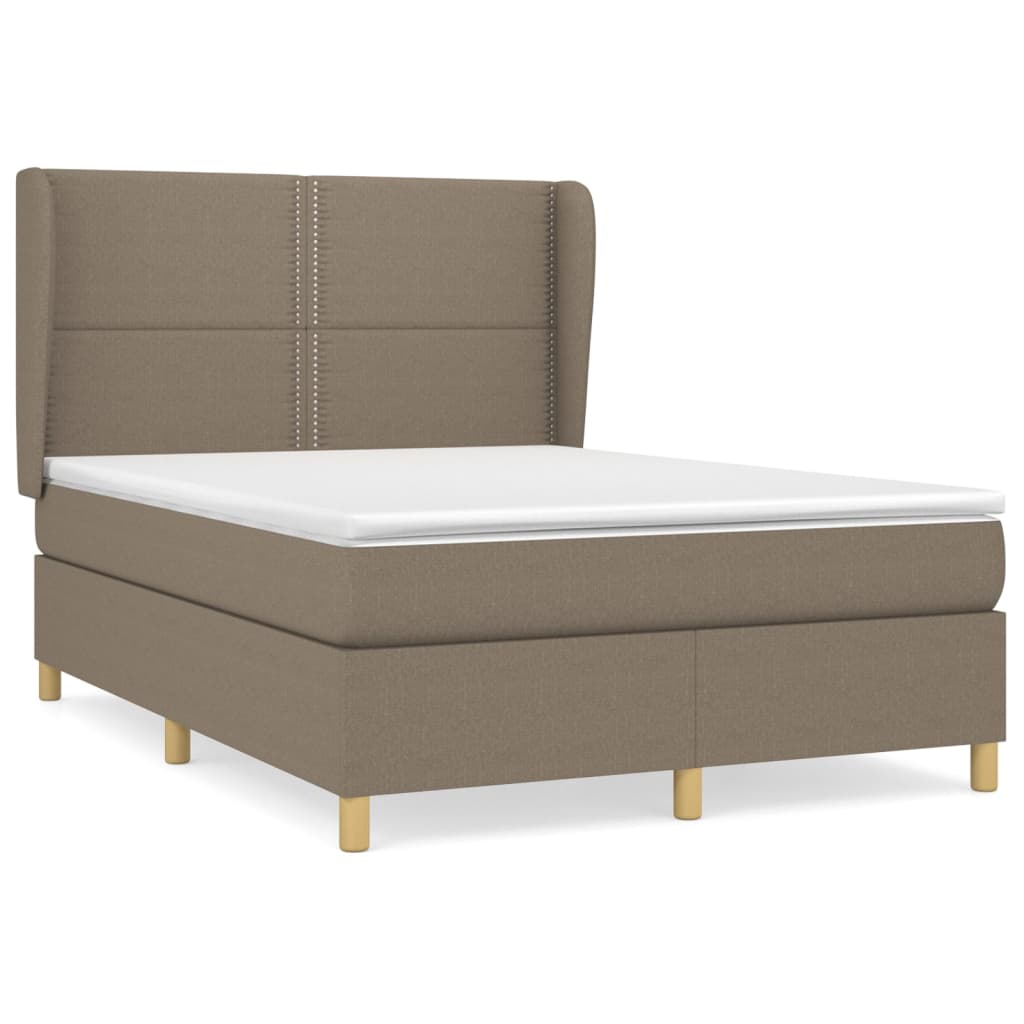 Lit boxspring avec matelas en tissu gris taupe 140x200 cm | Leroy Merlin