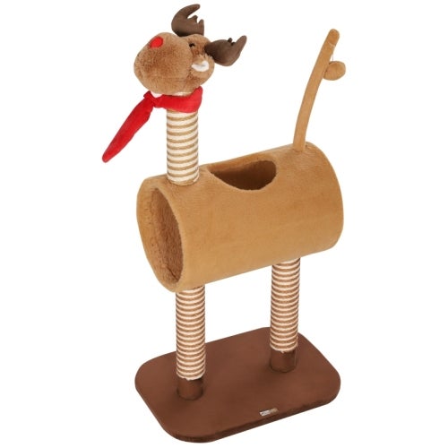Arbre à chat tour 98cm design cerf, avec grotte, balle, poteaux jute ...