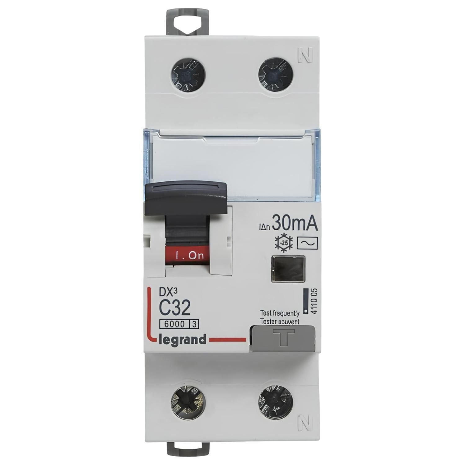 411005 Disjoncteur Différentiel 32a - 30ma - Type Ac - 1p+n - 2 Modules ...