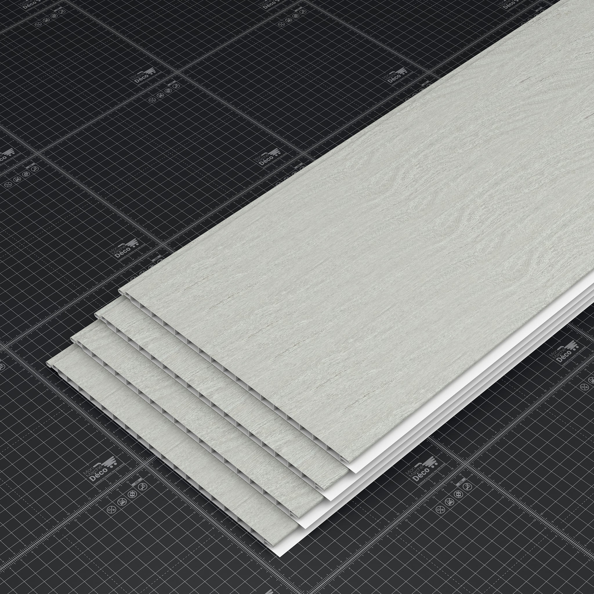 Lambris PVC 250 mm - Lot de 4 Lames - Chêne Cendré | Leroy Merlin
