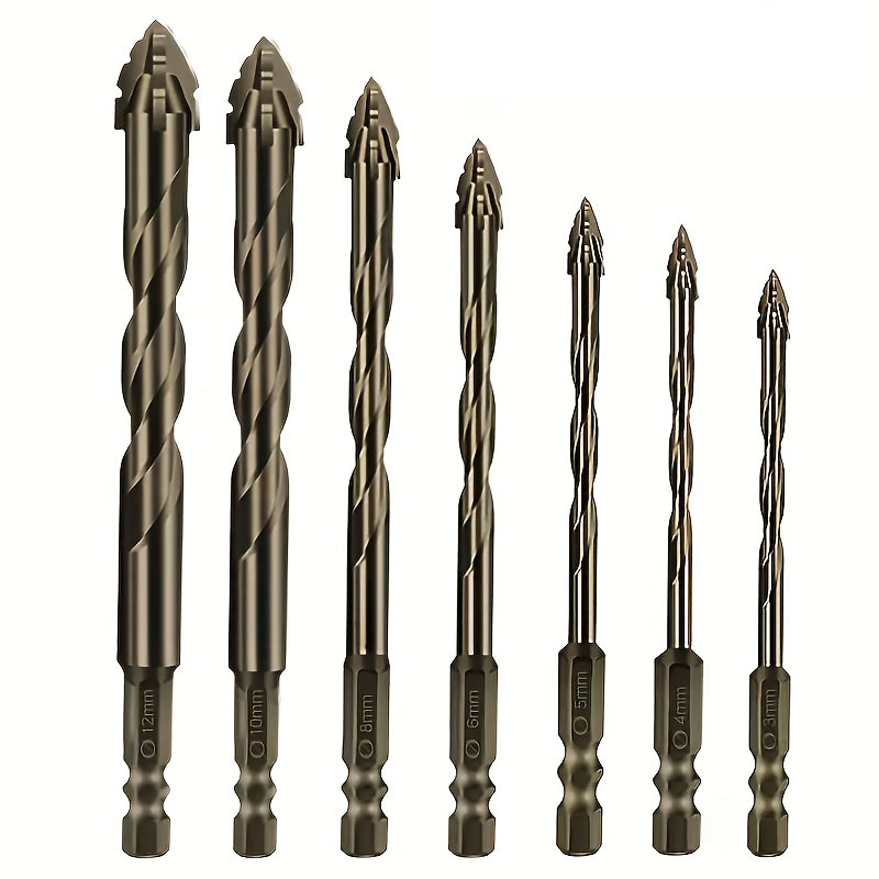 Coffret de 7 forets en carbure, excentriques à quatre tranchants, à ...