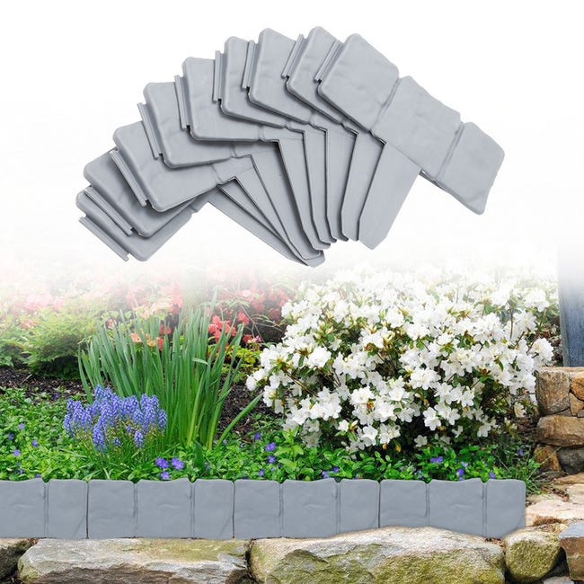 Bordes De Césped 20 Piezas De Plástico 5 M Bordes De Jardín Con Aspecto