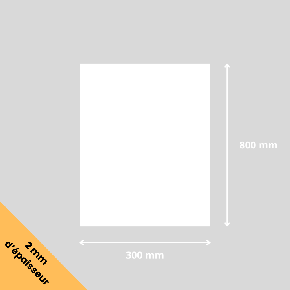 Plaque verre acrylique blanc 2 mm - 30 x 80 cm (300 x 800 mm) - Verre ...