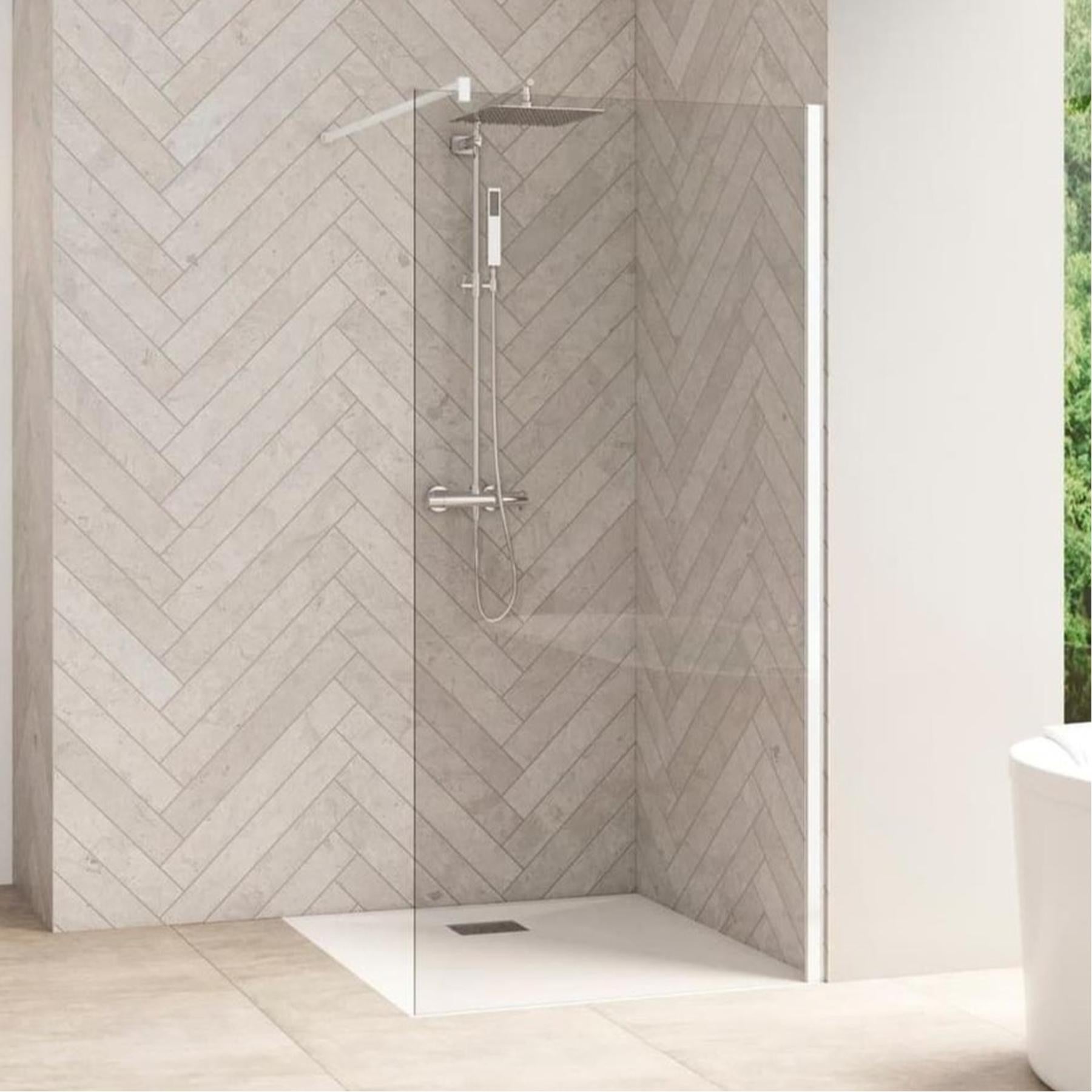 Paroi de douche fixe avec barre de renfort haute SMART Design solo L 1 ...