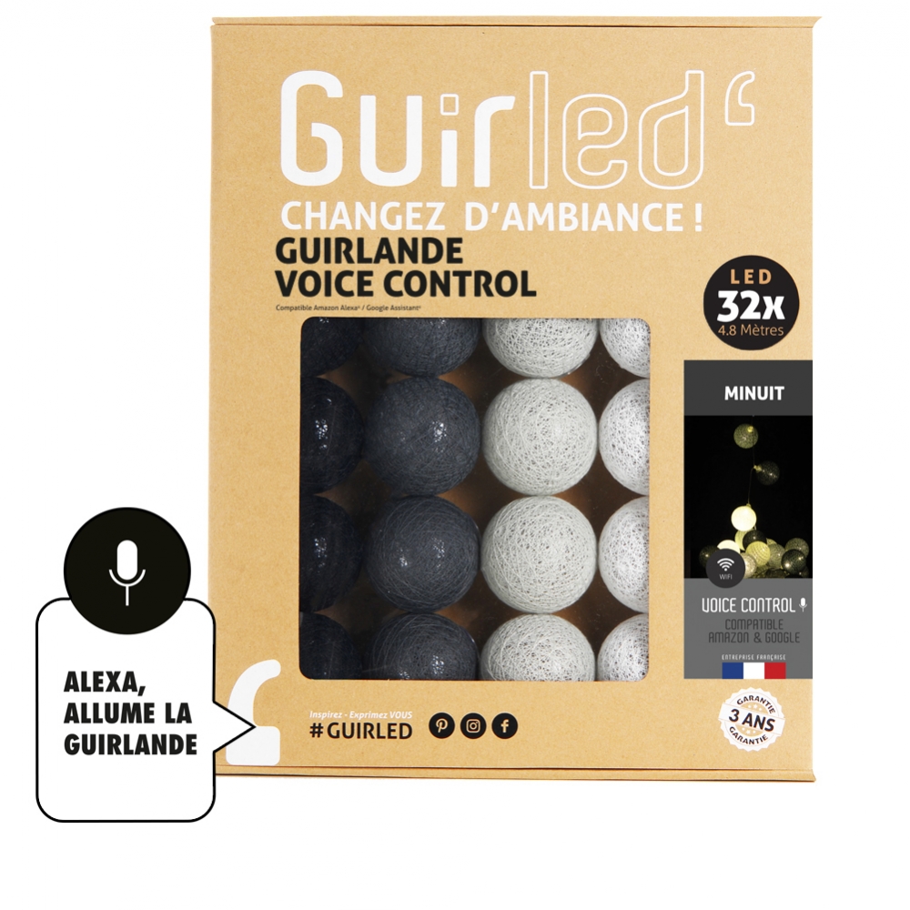 Guirlande lumineuse wifi boules coton LED USB - Alexa & Google ...