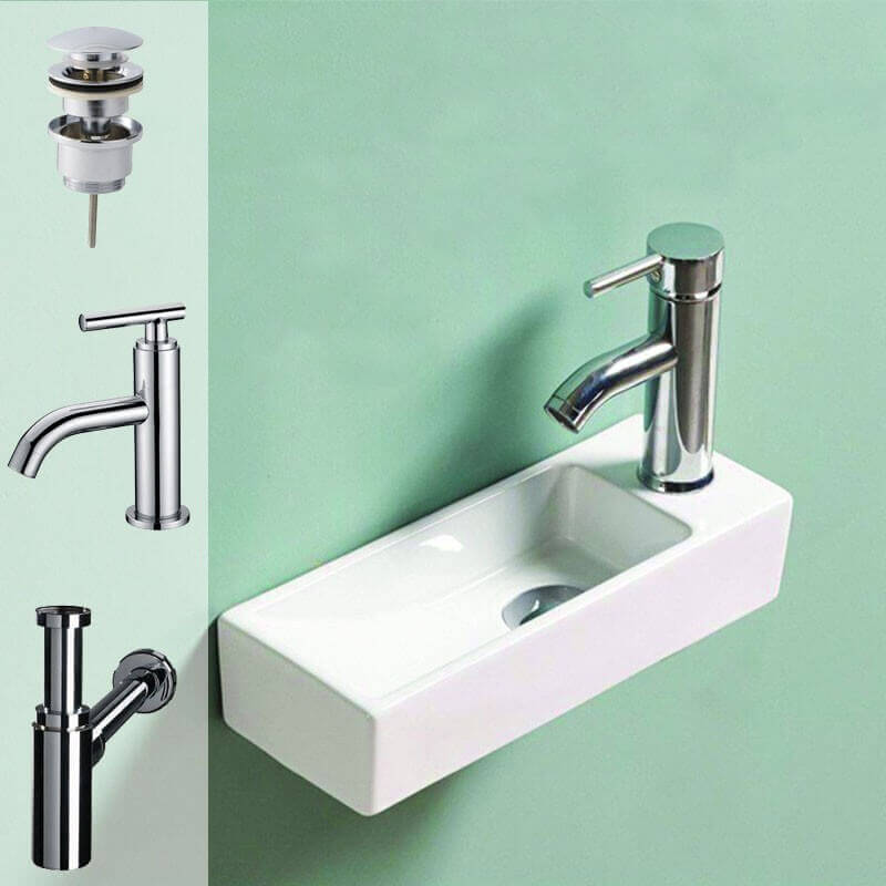Pack Lave main Minimalist droite+bonde+siphon+robinet Pure | Leroy Merlin