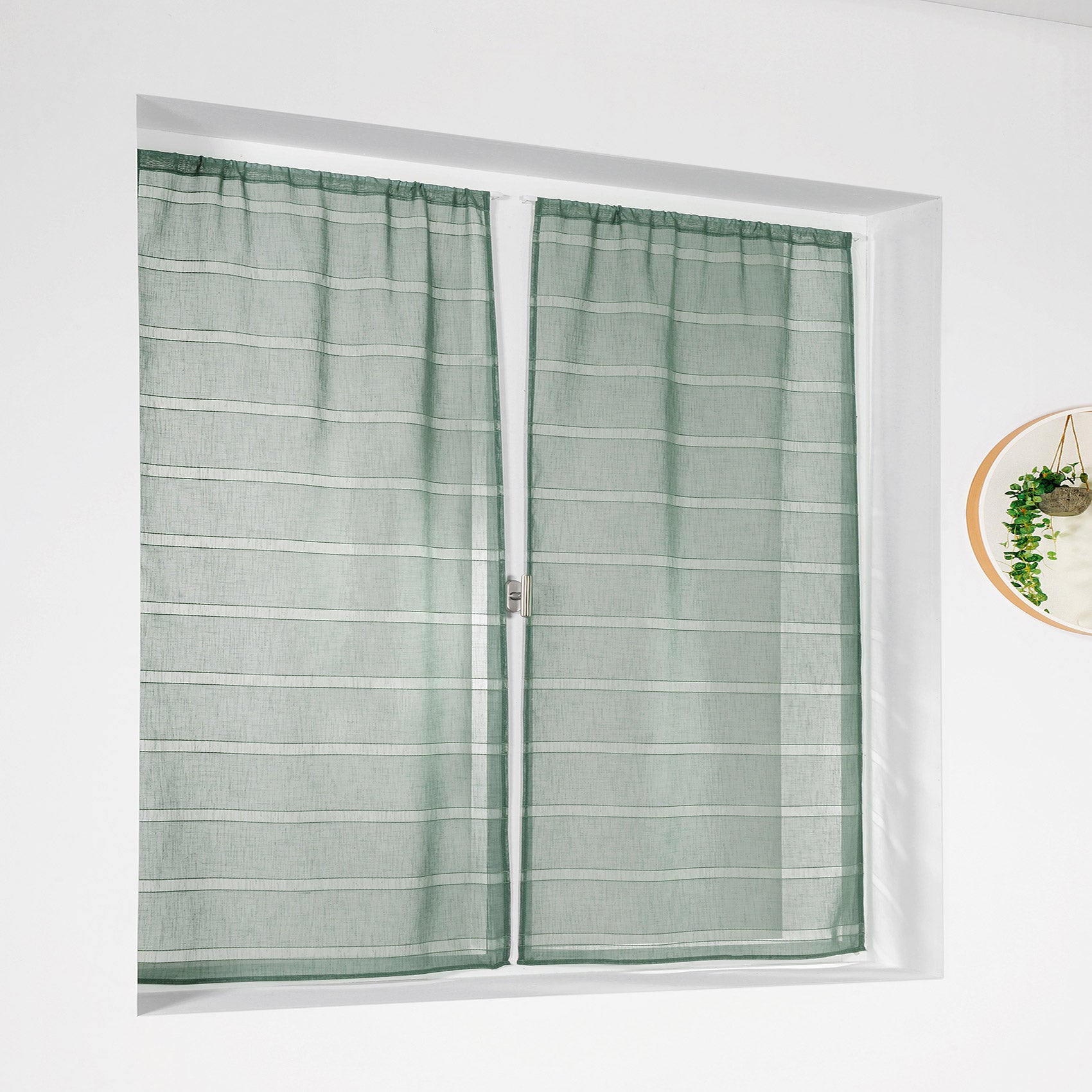 Petits voilages à la paire Cordelette - Vert foncé - 55x120 cm ...