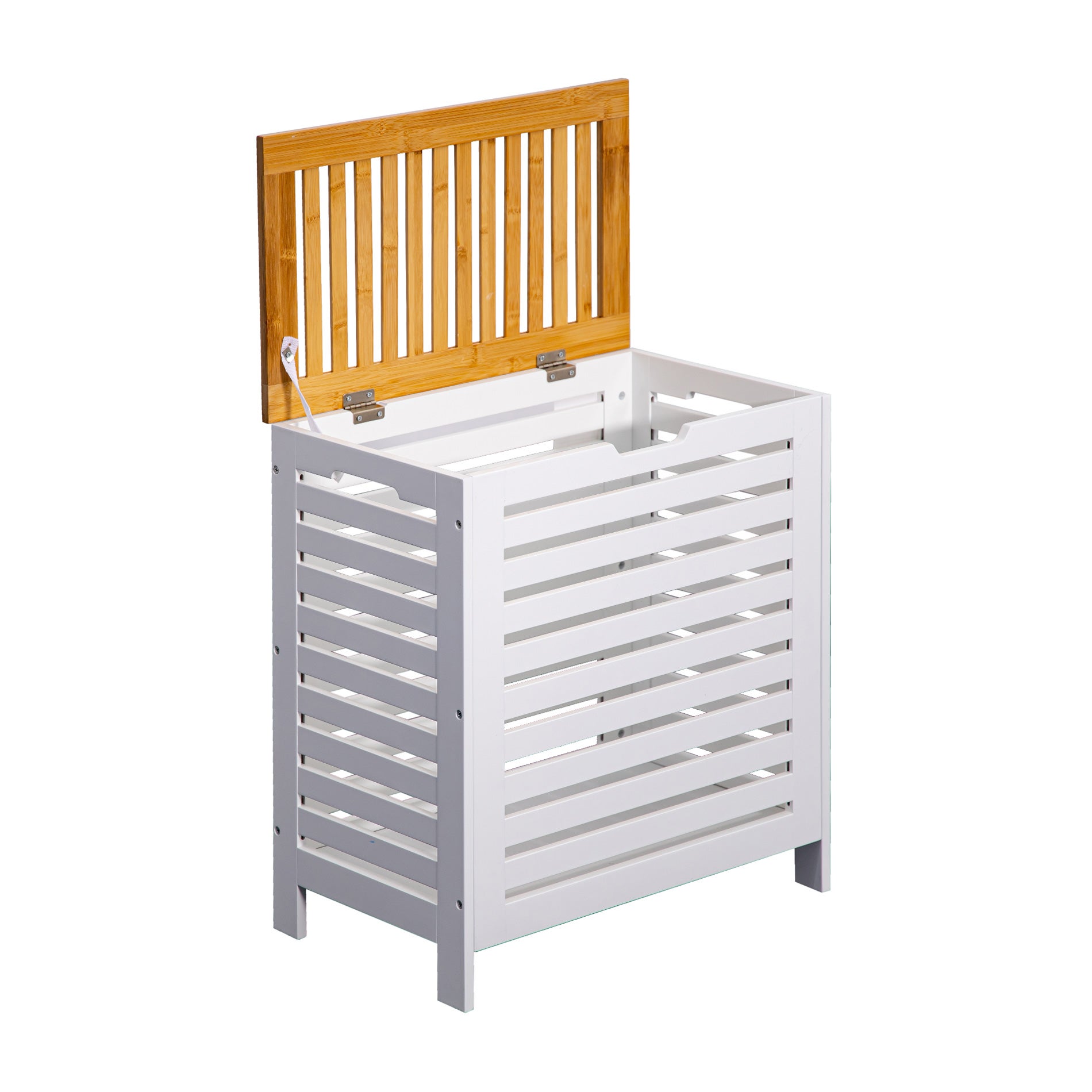 Rebecca Mobili Cesta de baño MDF Bambu Blanco Marrón Ropa sucia | Leroy ...