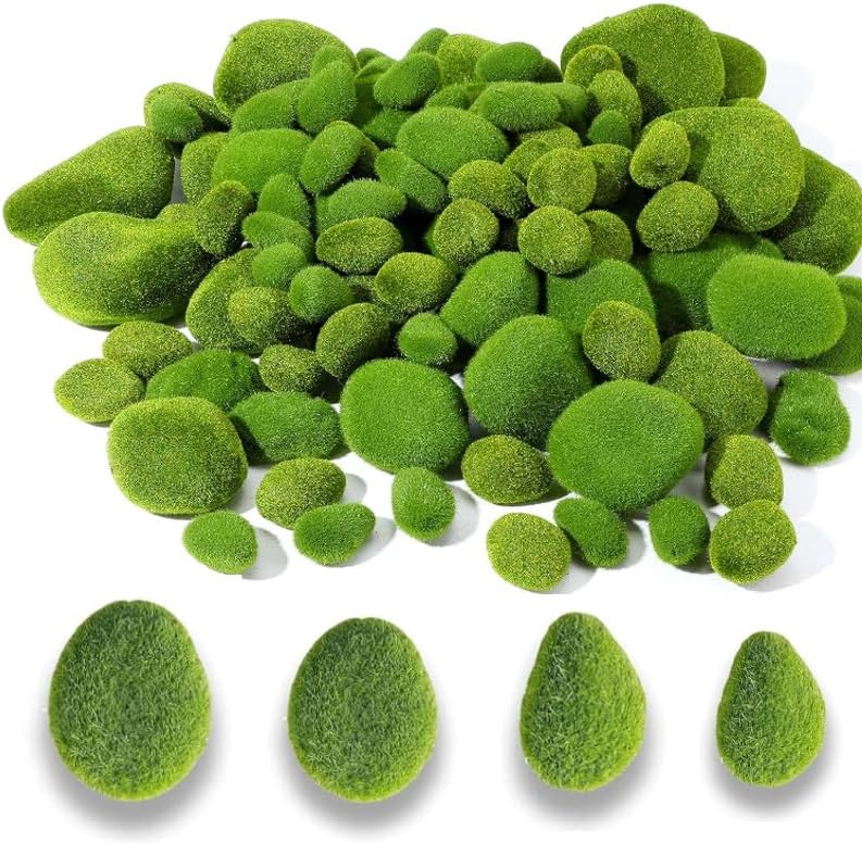 Roche de Mousse 24 Pcs Mousse Artificielle Décoration Verte Fausse ...