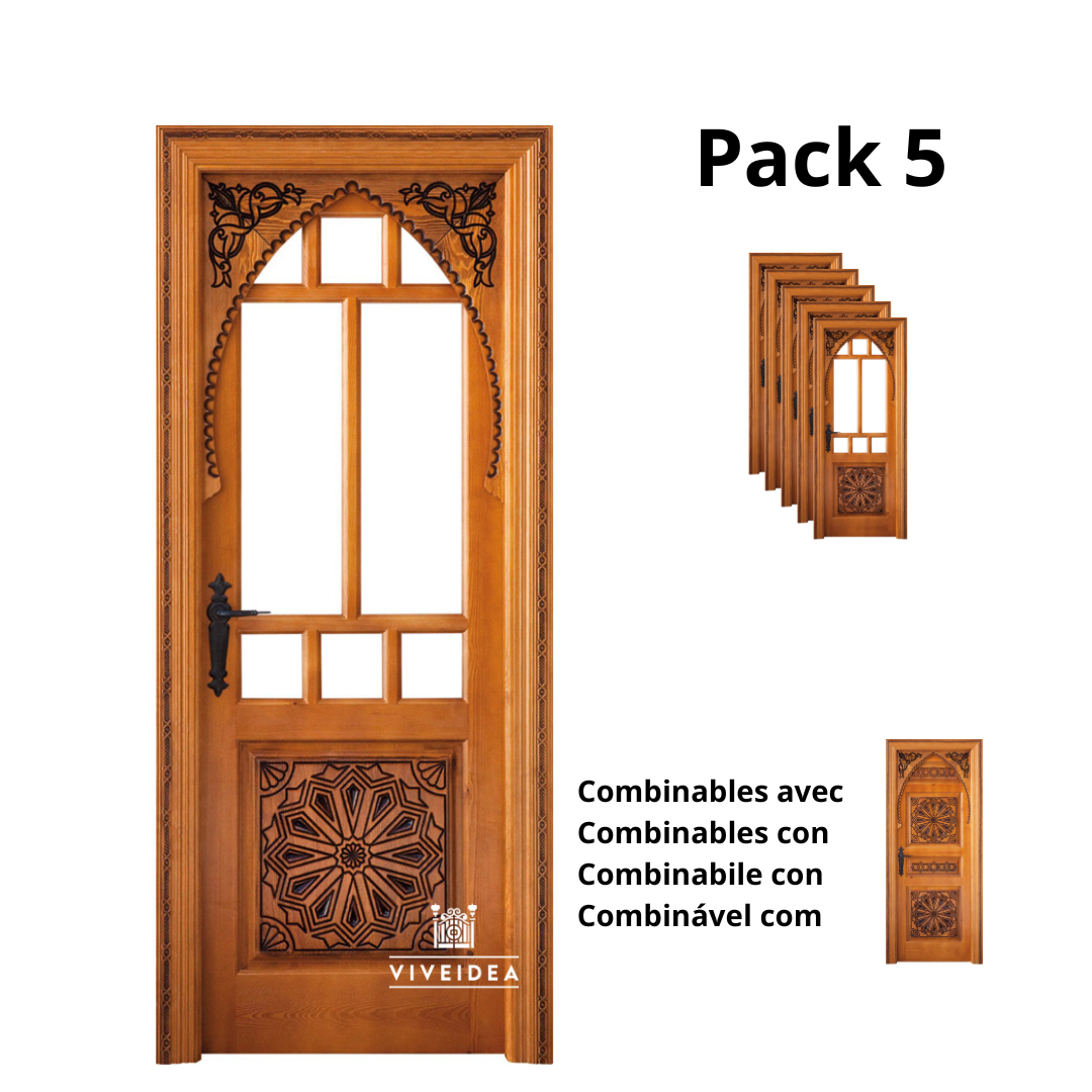 PACK 5 Porte intérieure un vantail, rustique, sculptée, artisanal, bois ...