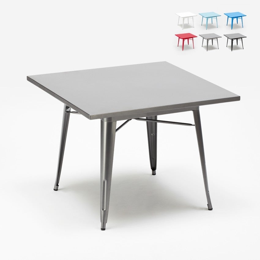 Table industrielle 80x80 de bar et restaurant en acier de style ...
