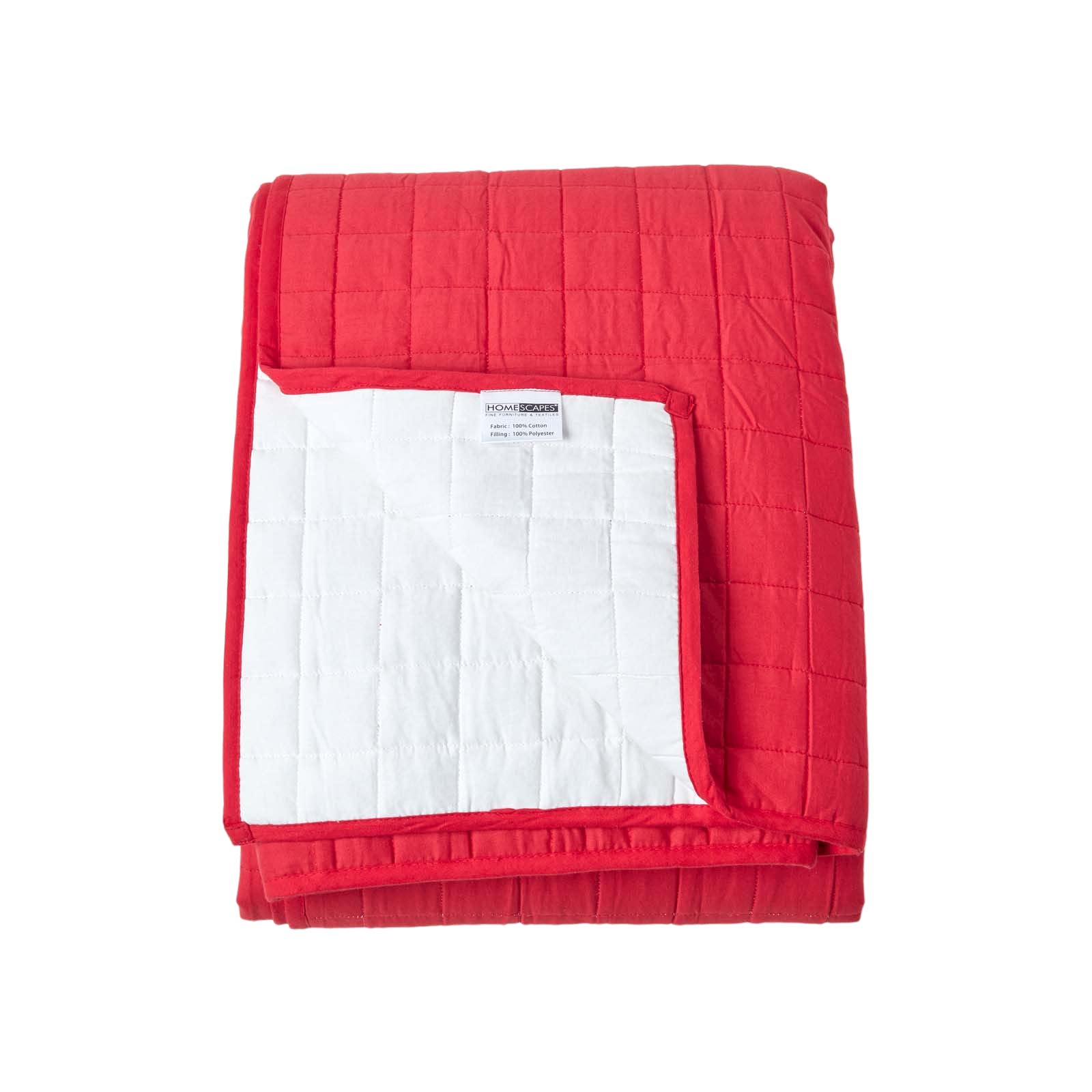 Homescapes Couvre-lit matelassé bicolore & réversible en coton - Rouge ...