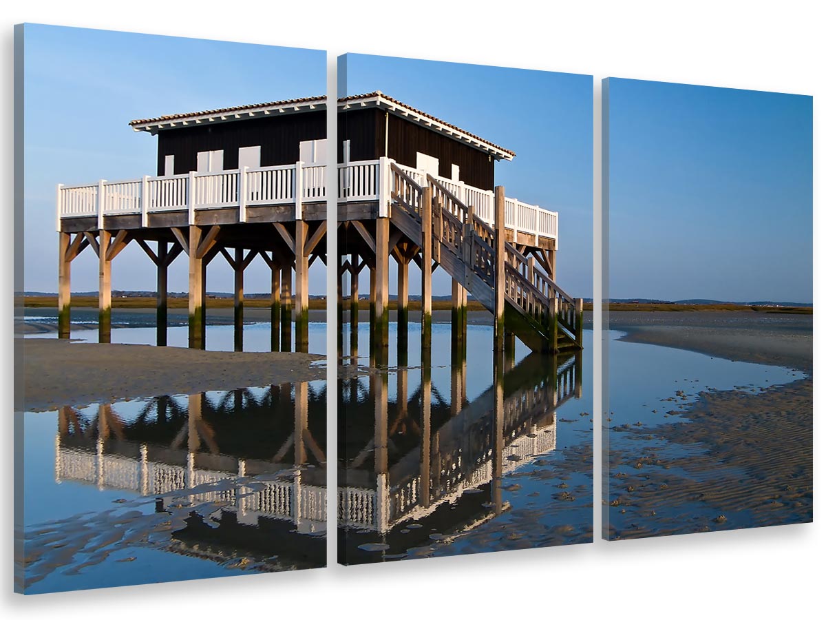 Tableau triptyque paysage l'île aux oiseaux les cabanes - 90x60 cm ...