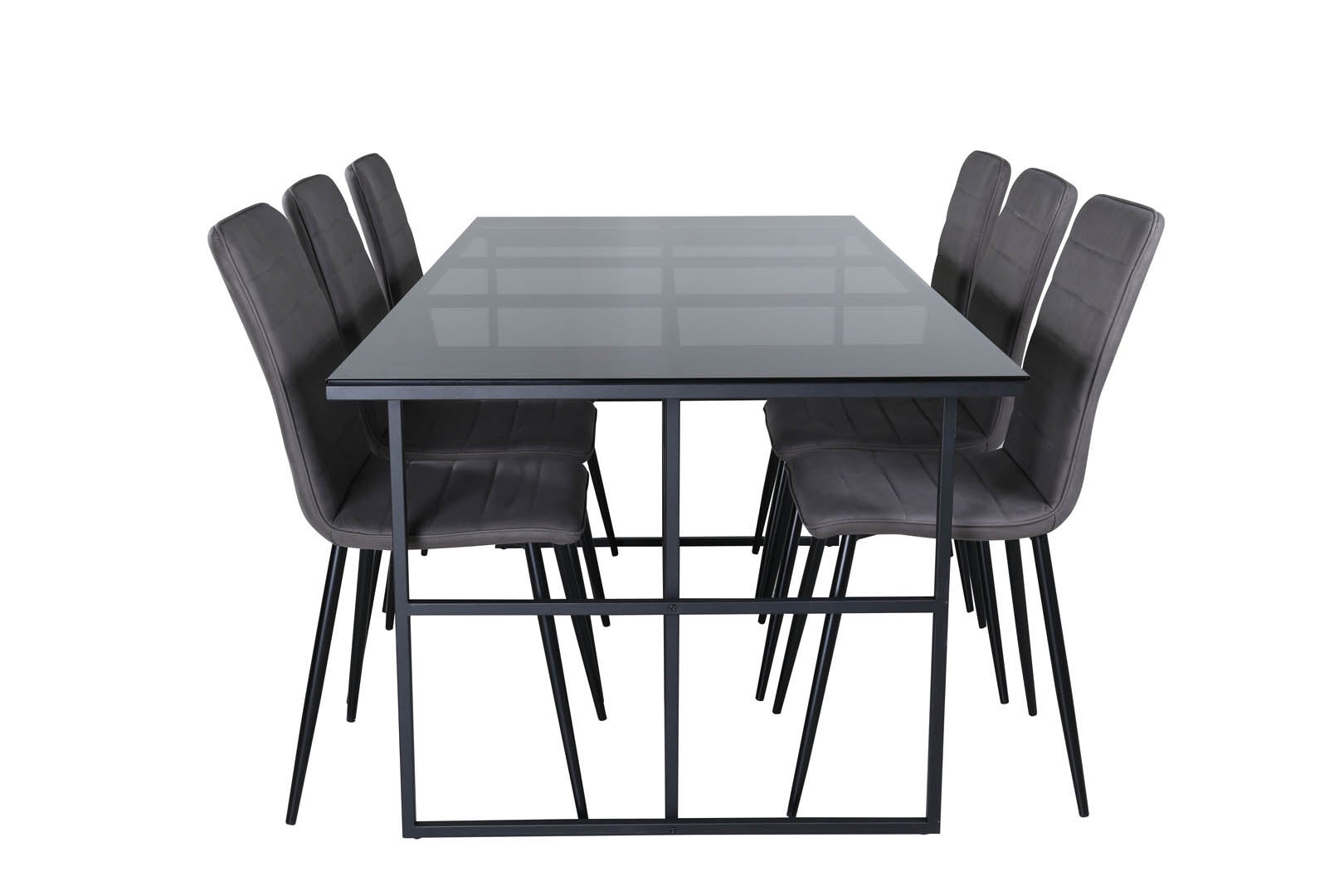 Leif ensemble table, table enfumé verre et 6 Windu Lyx chaises gris ...