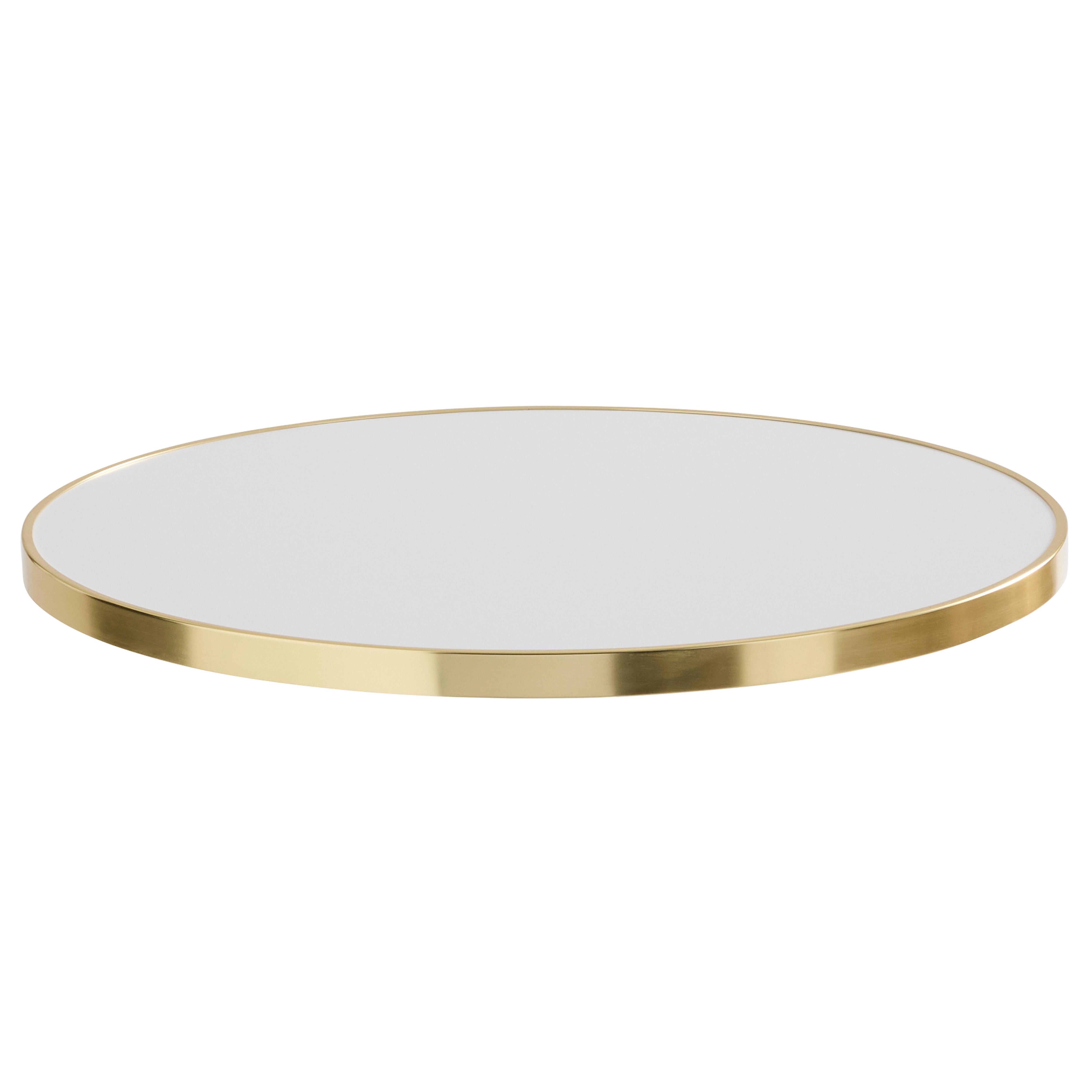 Plateau de table rond blanc avec cerclage doré 60 cm | Leroy Merlin