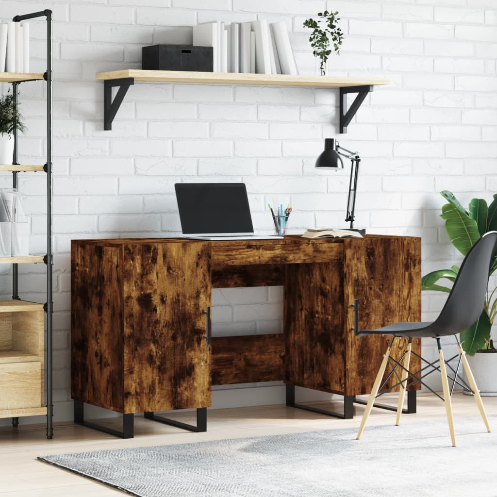 Escritorio roble ahumado 140x50x75 cm madera contrachapada | Leroy Merlin