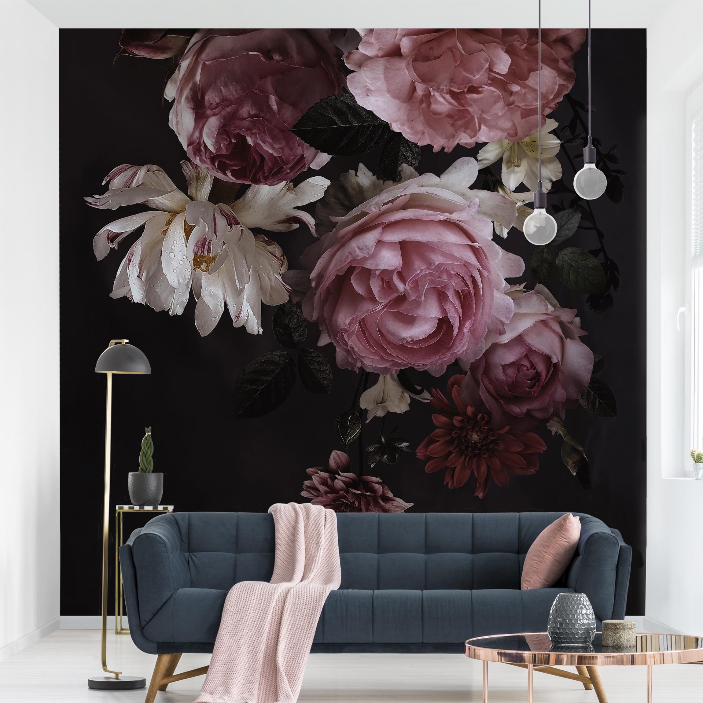 Carta da parati fotomurale rose vintage fiori country chic provenzale ...