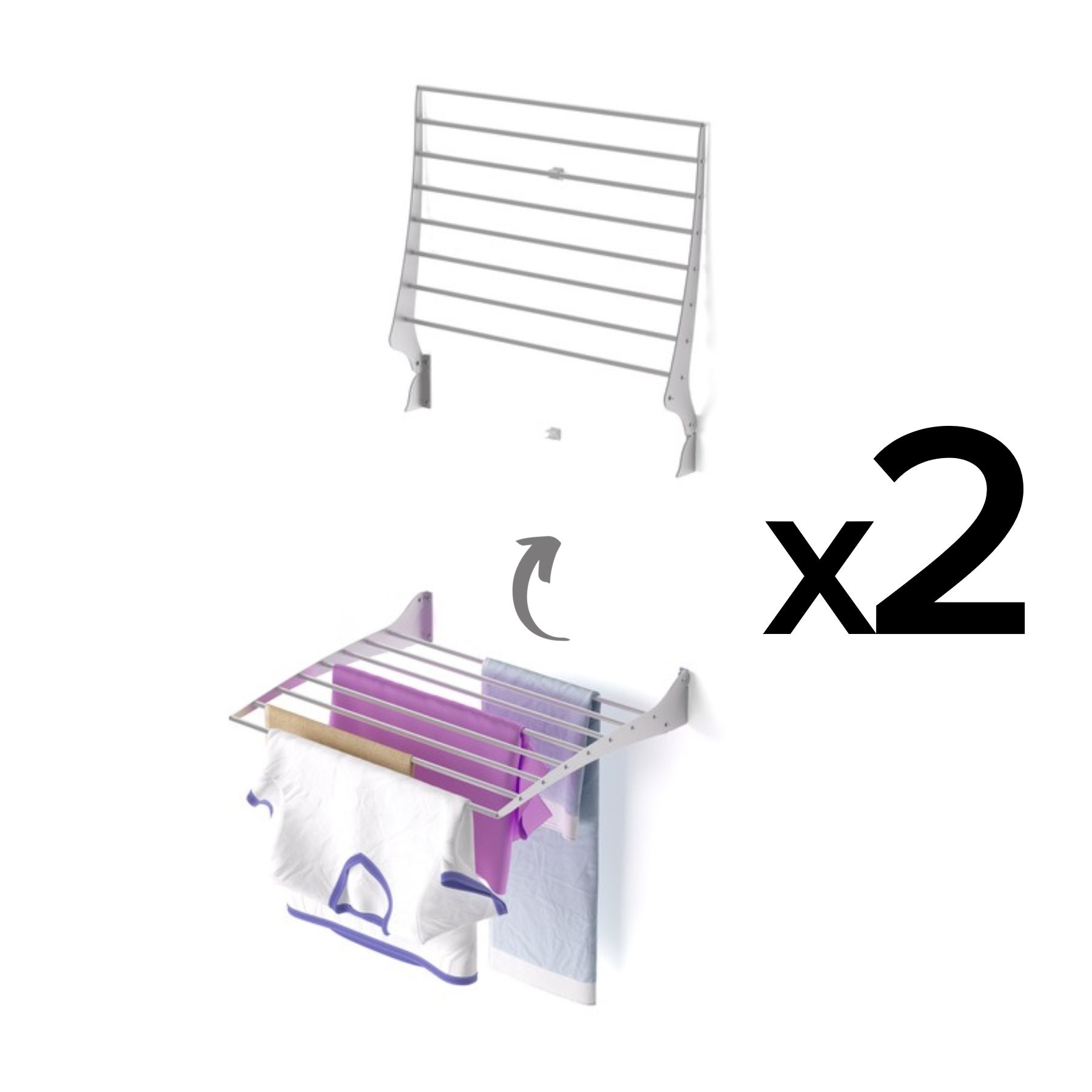 2x Étendoir à linge mural, Séchoir à linge mural rétractable pour l ...