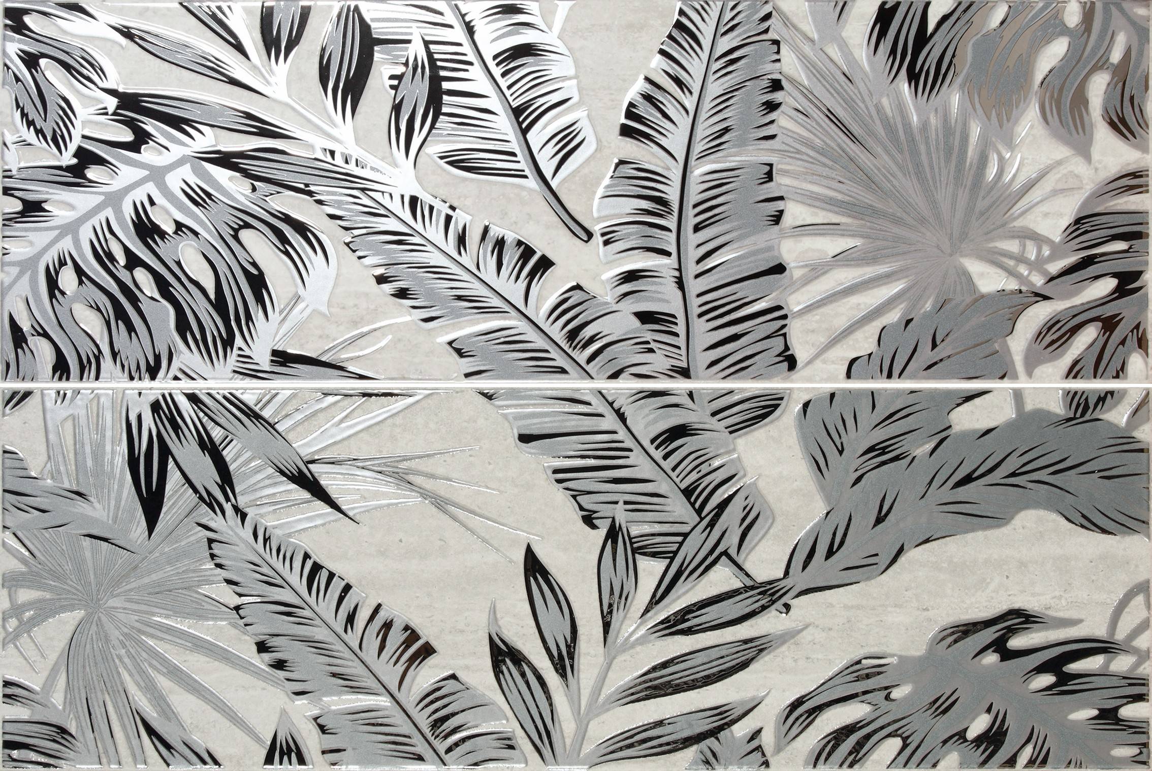 Carrelage Décoratif 25x75 Brillant Motif Feuille Jaspe - ARGENT - 25 x ...