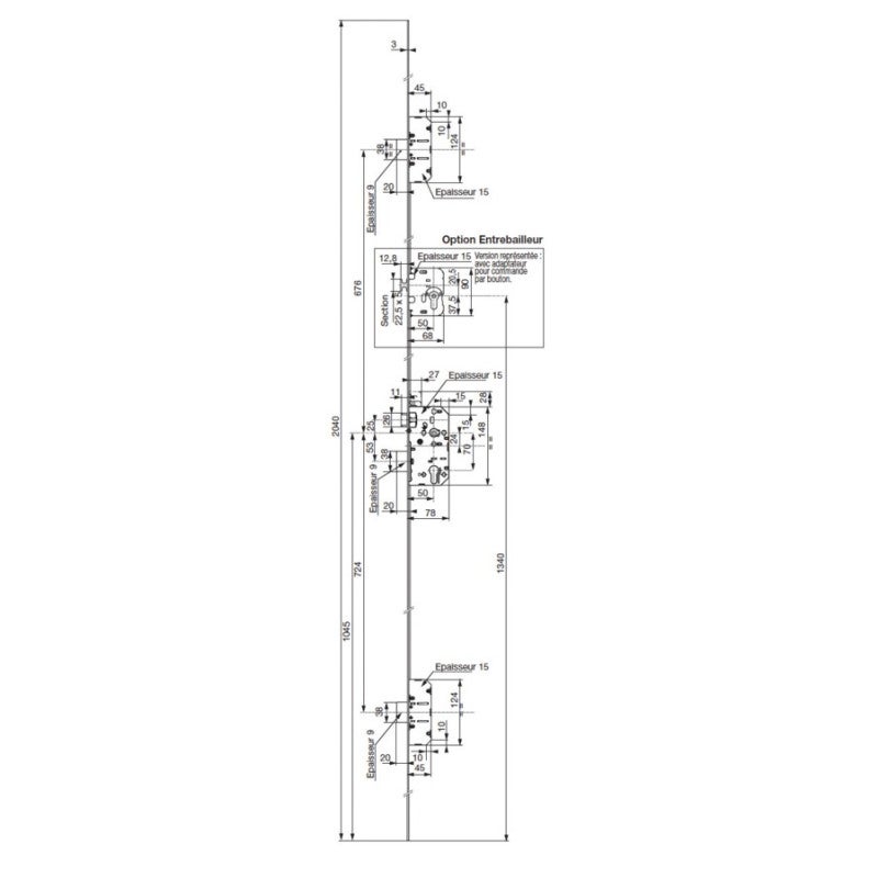 Serrure à larder TRILOCK Série 5000 3 points SGN2 têtière 18mm A2P ...