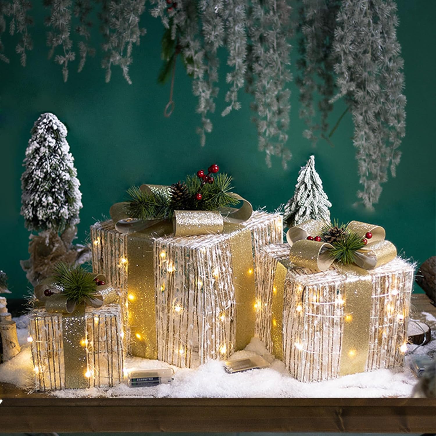 Coffret cadeau lumineux de Noël en 3 pièces, boîte cadeau pré-illuminée ...
