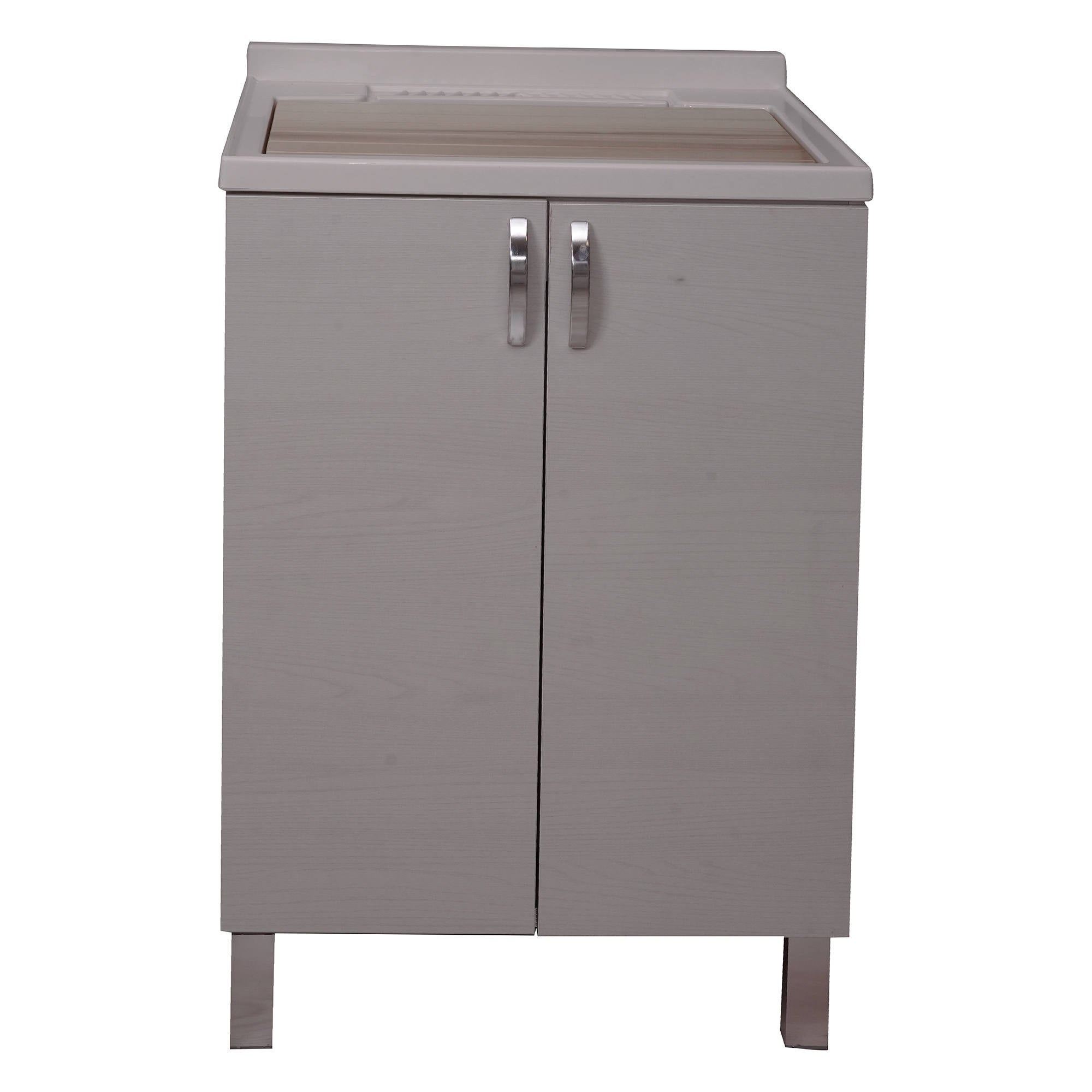 Lavatoio da bagno a due ante battenti con asse in legno, Mobile ...