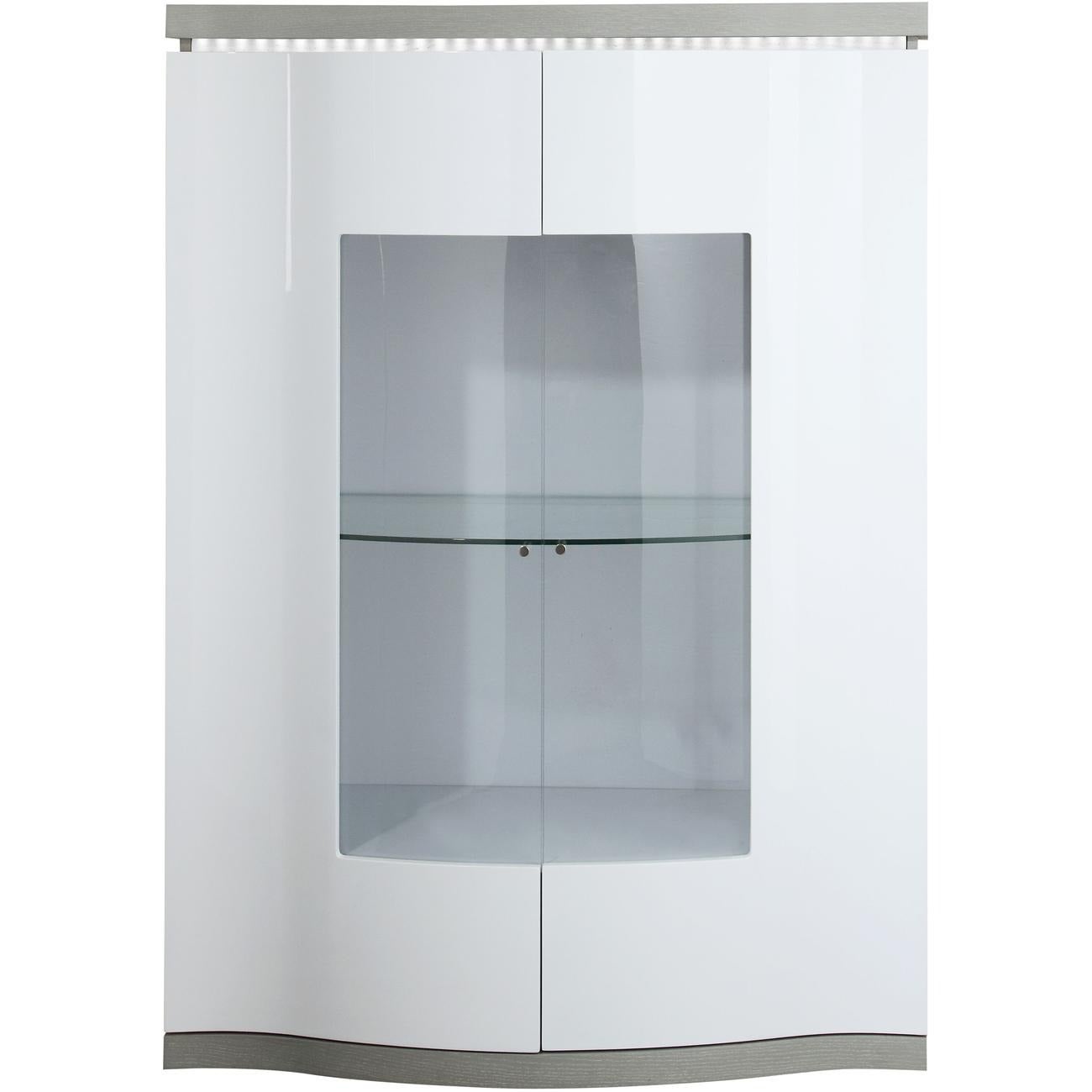 Vitrine à LED 2 portes bois gris et blanc façade verre Alex | Leroy Merlin