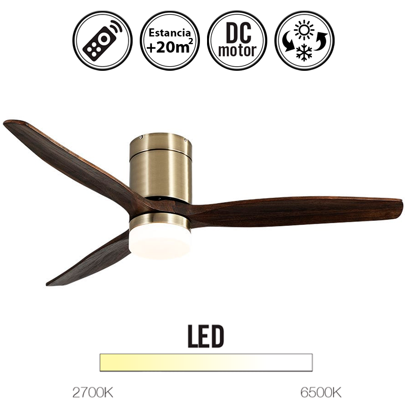 Ventilador de techo con luz silencioso DC con mando Aguilon roble 132 ...