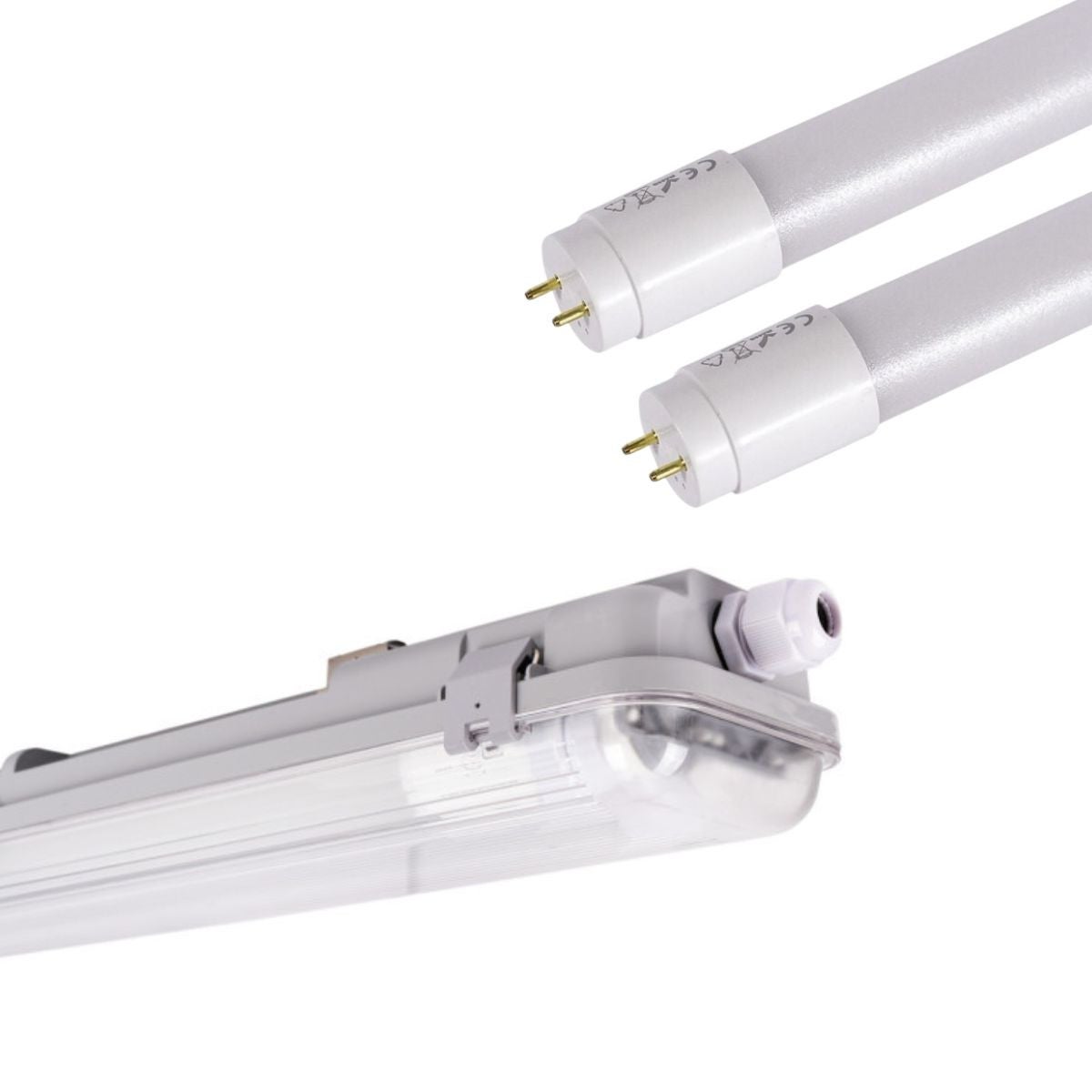 Kit Boîtier étanche double 60cm + 2 tubes LED T8 9W - 6000K | Leroy Merlin