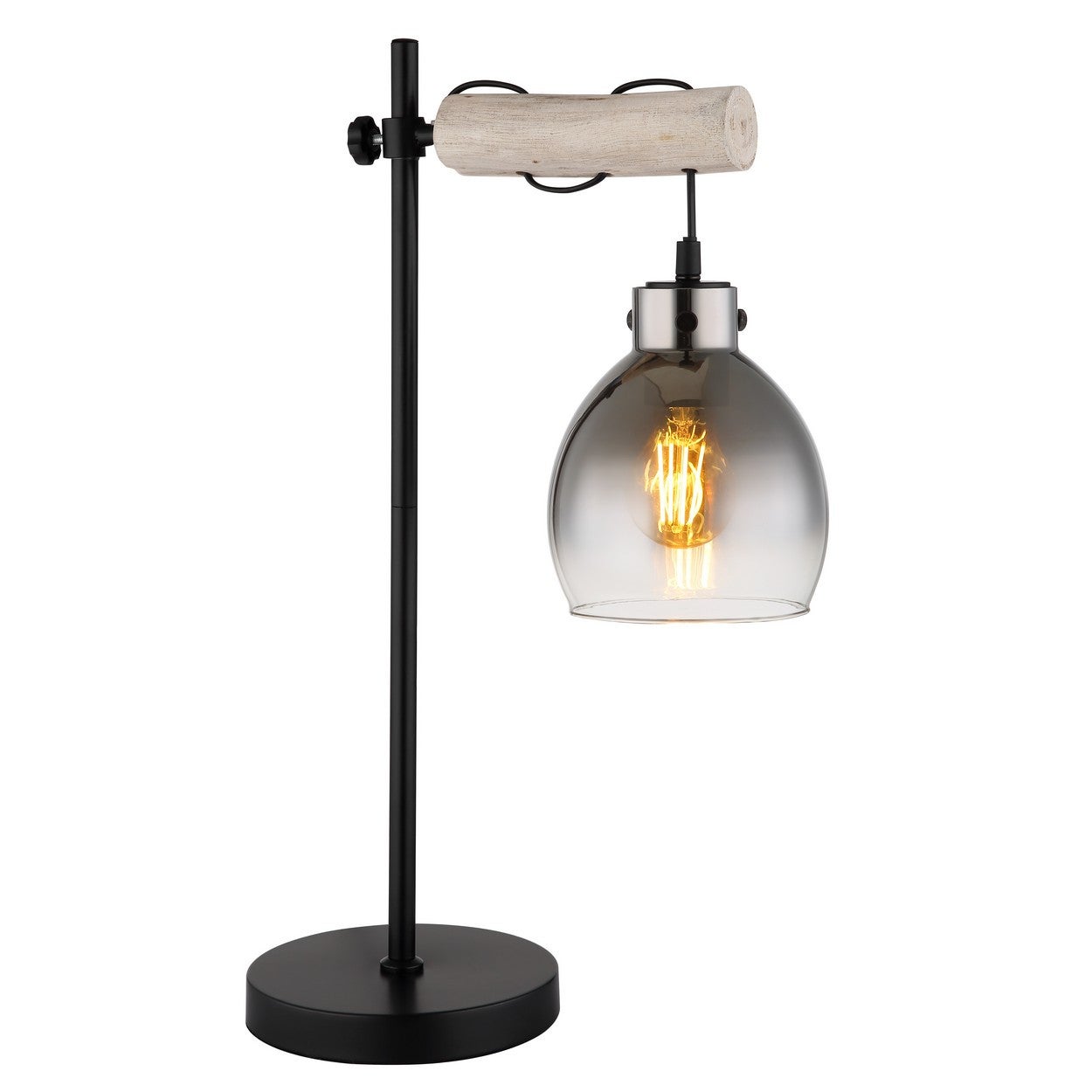Globo Ryan Lampe de table, abat-jour en verre fumé noir mat, 1 x E27 ...