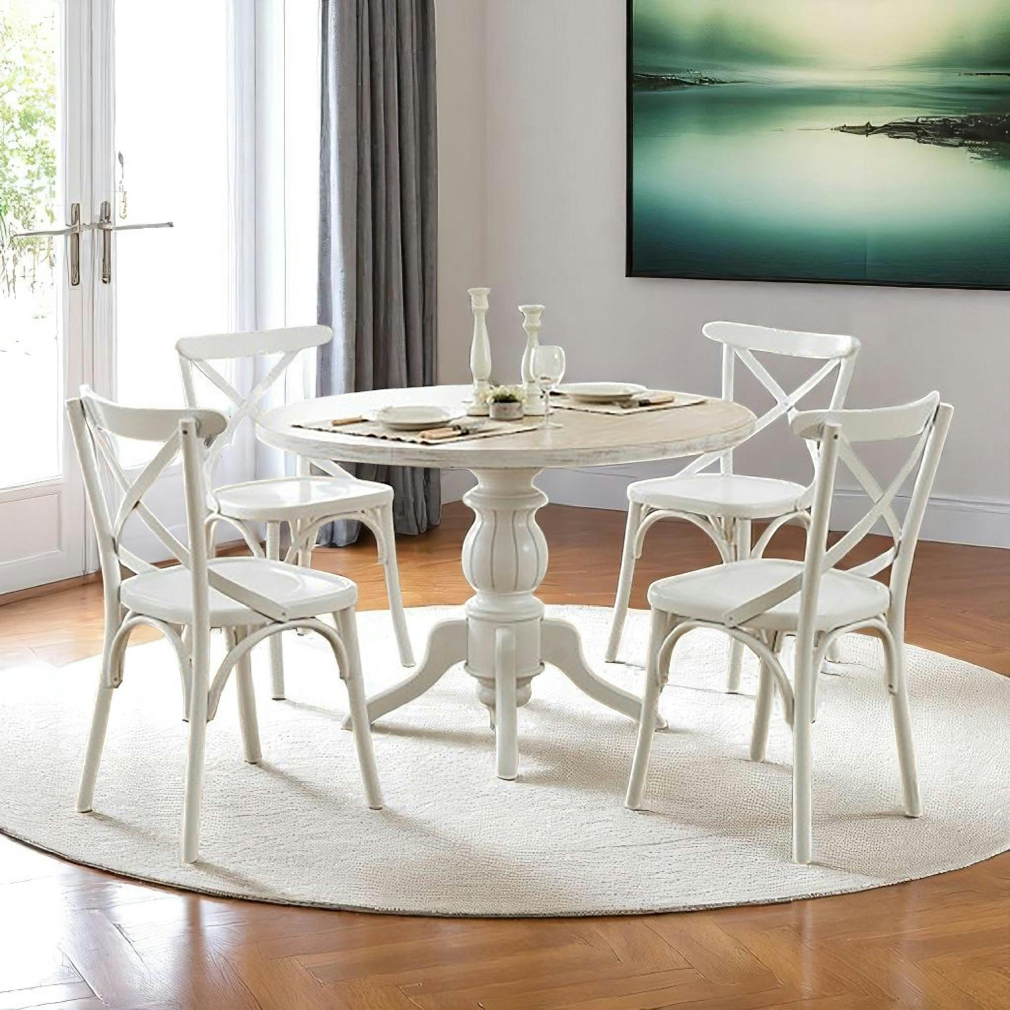 Table ronde blanche - bois effet usé ⌀120 cm TENA | Leroy Merlin