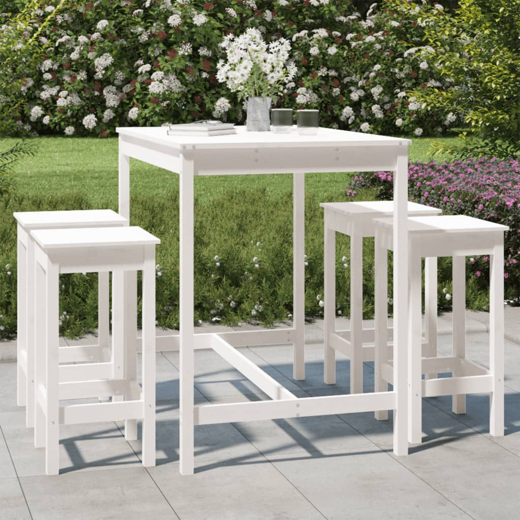 Maison Exclusive - Ensemble de bar de jardin 5 pcs blanc bois massif de ...
